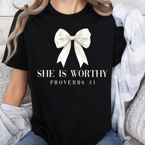 She is Worthy Bow Unisex T-Shirt, Sizes S-5XL - Gategoo - Walmart.com