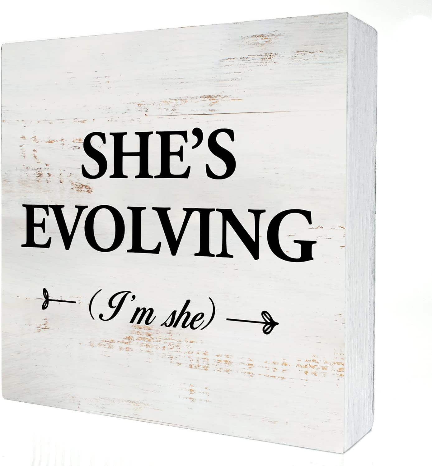 She’s Evolving I’m She Wood Box Sign Home Decor Rustic Inspirational Quote Wooden Box Sign Block ...