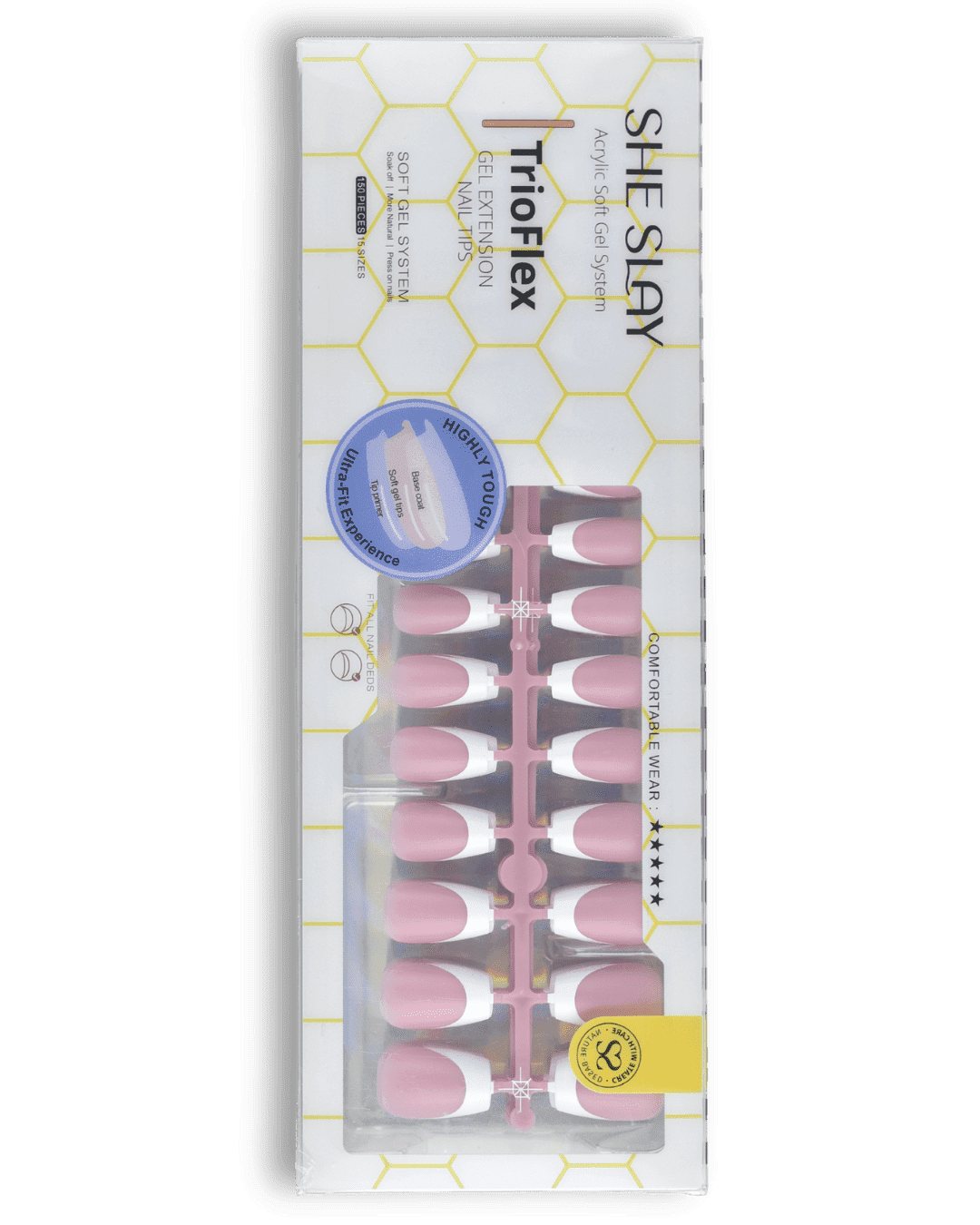 SheSlay Coffin Trio Flex Gel French Tip Coffin Gel Press-On Nails Pre ...