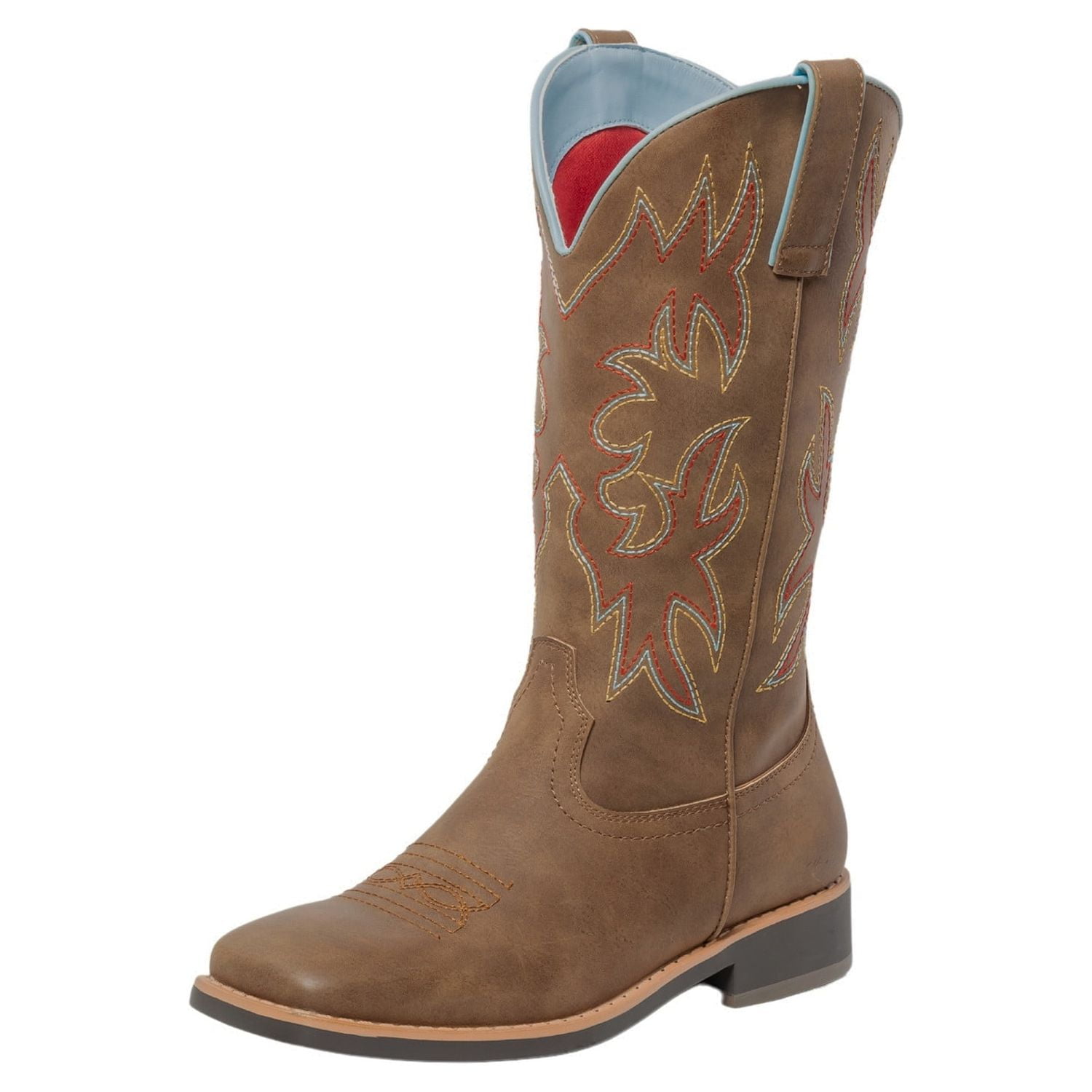 SheSole Women's Wide Calf Western Cowboy Boots, Square Toe, Brown, Size ...