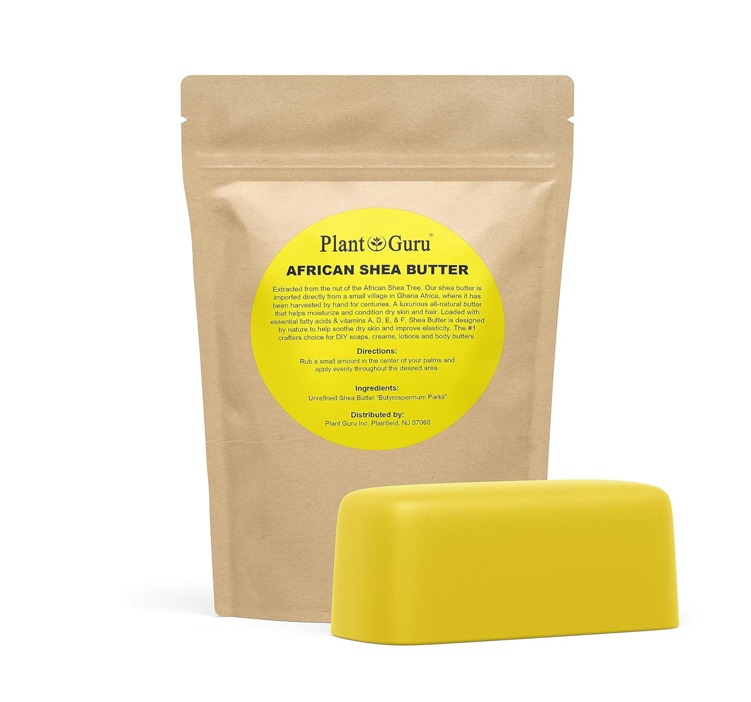 Shea Butter 1 lb. Bar 100% Pure Natural Unrefined YELLOW - Imported ...