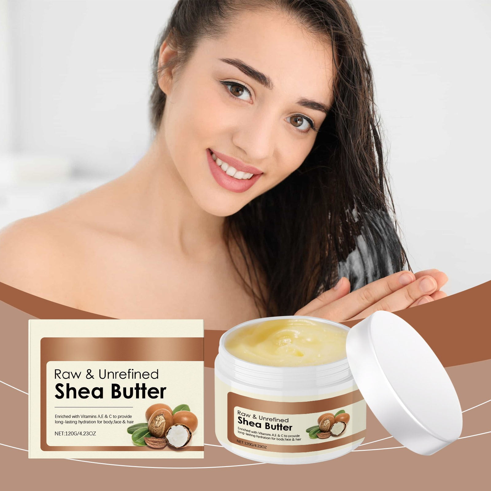 Shea Butter, Cold Unrefined Shea Butter for Body and Hair, Shea Butter Raw Organic, Natural Body ...