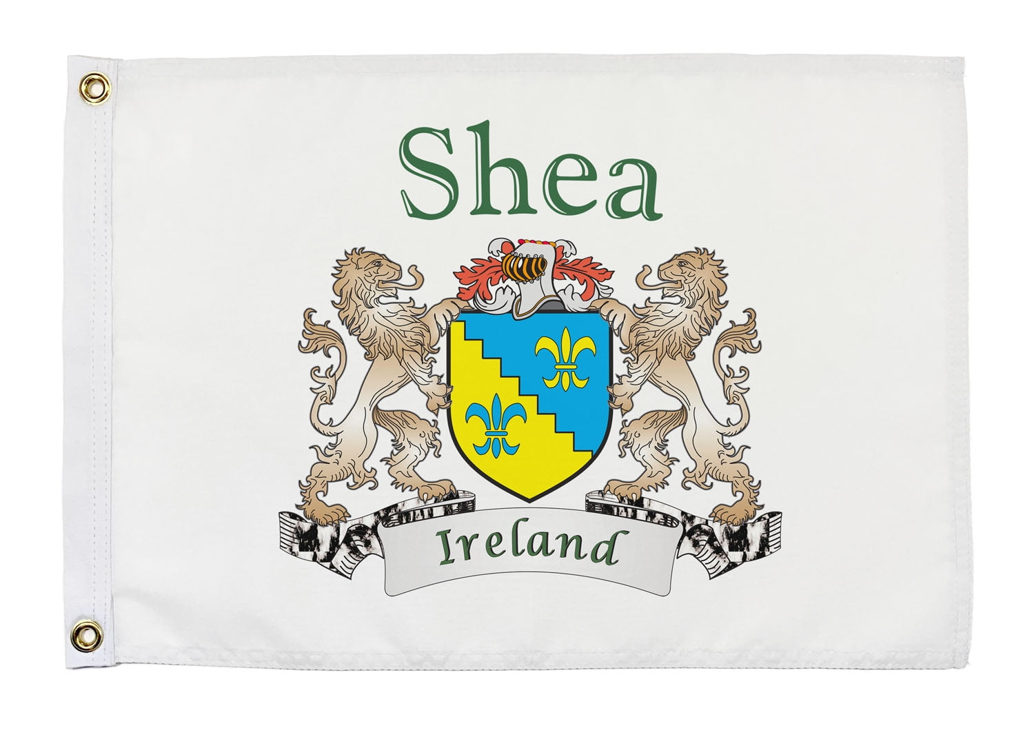 Shea Irish Coat of Arms Small White Flag - 16"x10.5" inches - Walmart.com