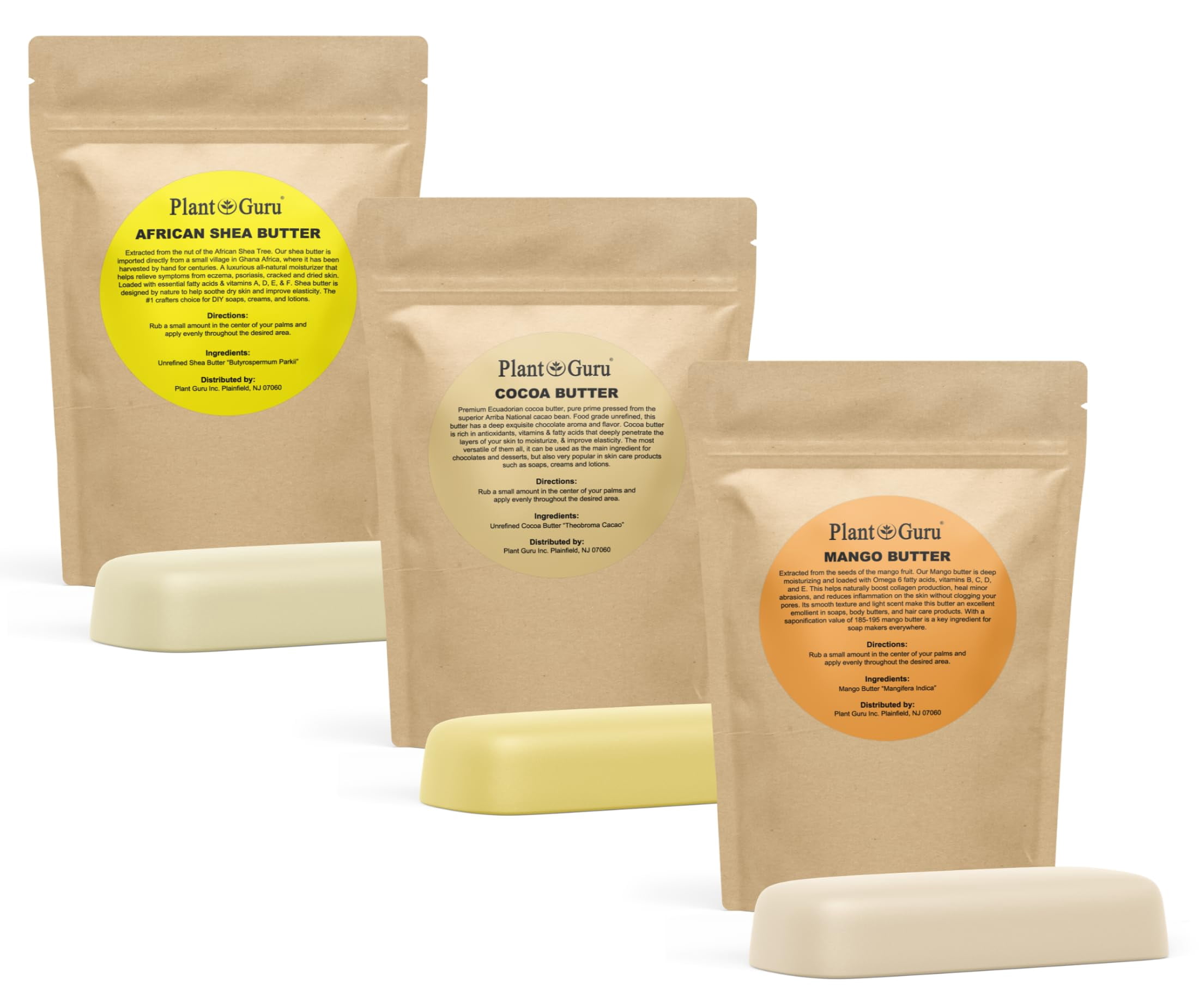 Shea, Mango and Cocoa DMF15 Butter 8 oz. Variety Bundle Pack - 100% ...