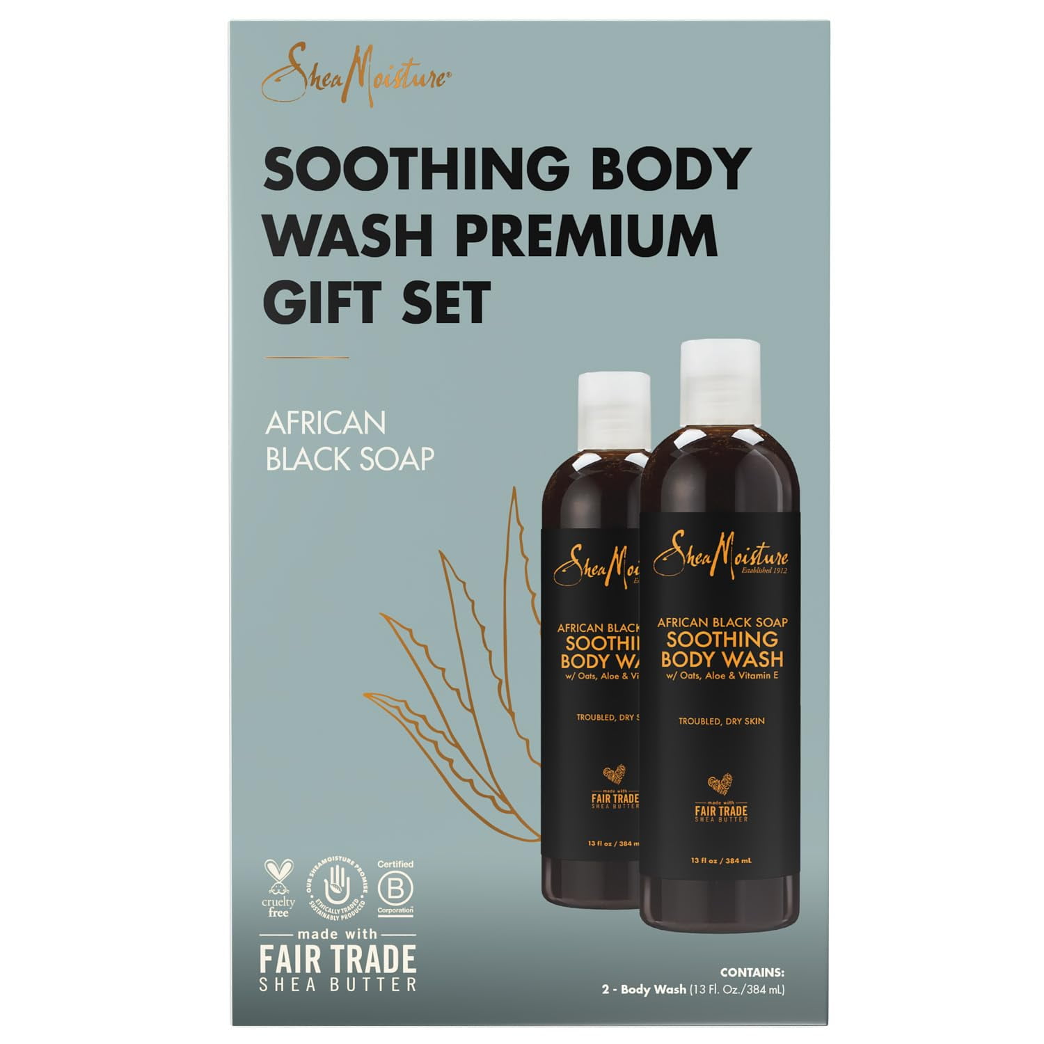 SheaMoisture, African Black Soap Body Wash, 13 oz, Pack of 2 - Walmart.com