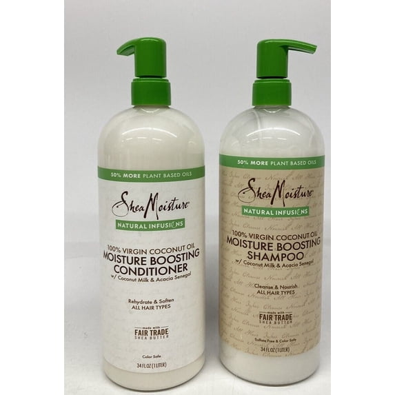 SheaMoisture Coconut Oil Shampoo and Conditioner, 34 fl oz Each, Ideal ...