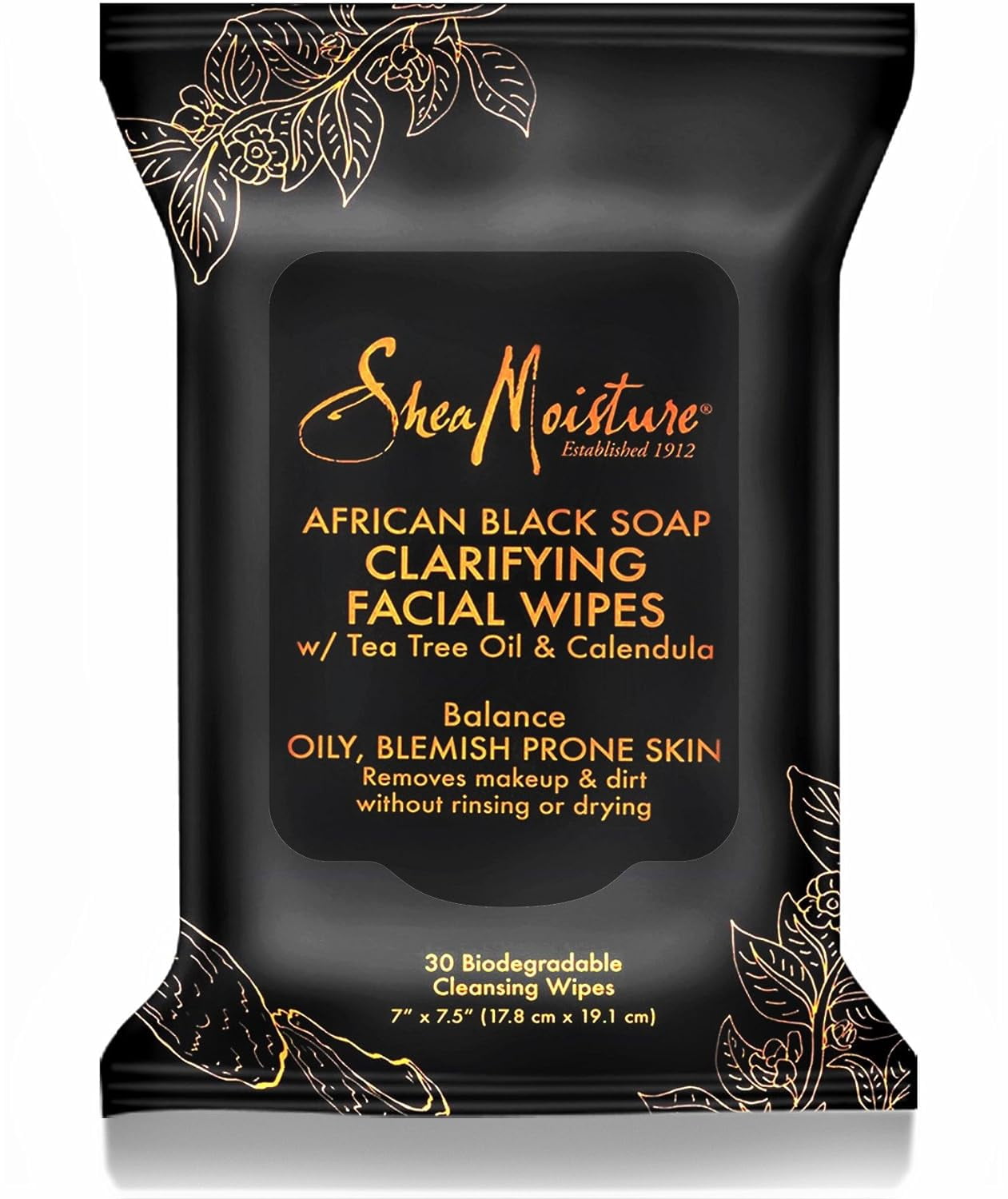 Shea Moisture Clarifying Facial Wipes African Black Soap for Oily ...