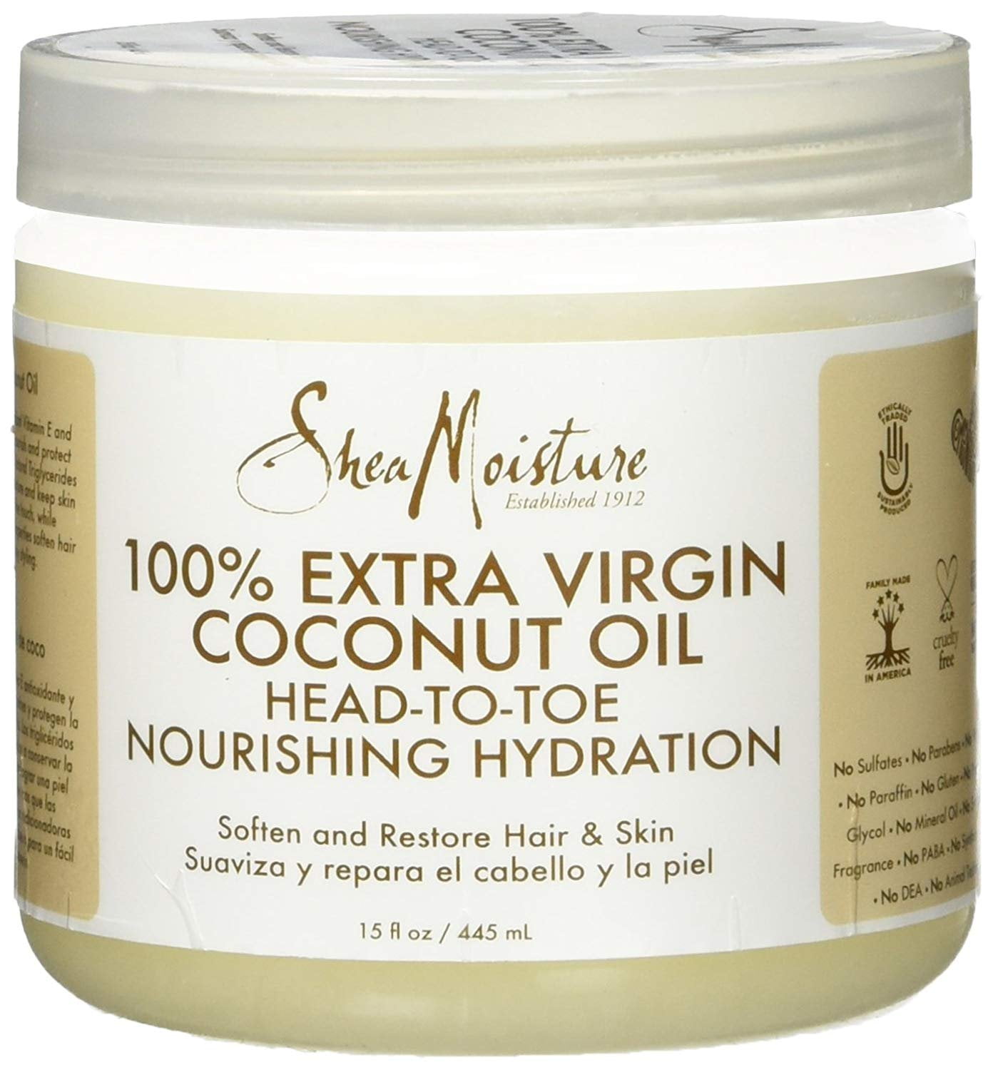 Shea Moisture Head-to-Toe Extra Virgin 100% Coconut Oil 16 oz, Pack of ...