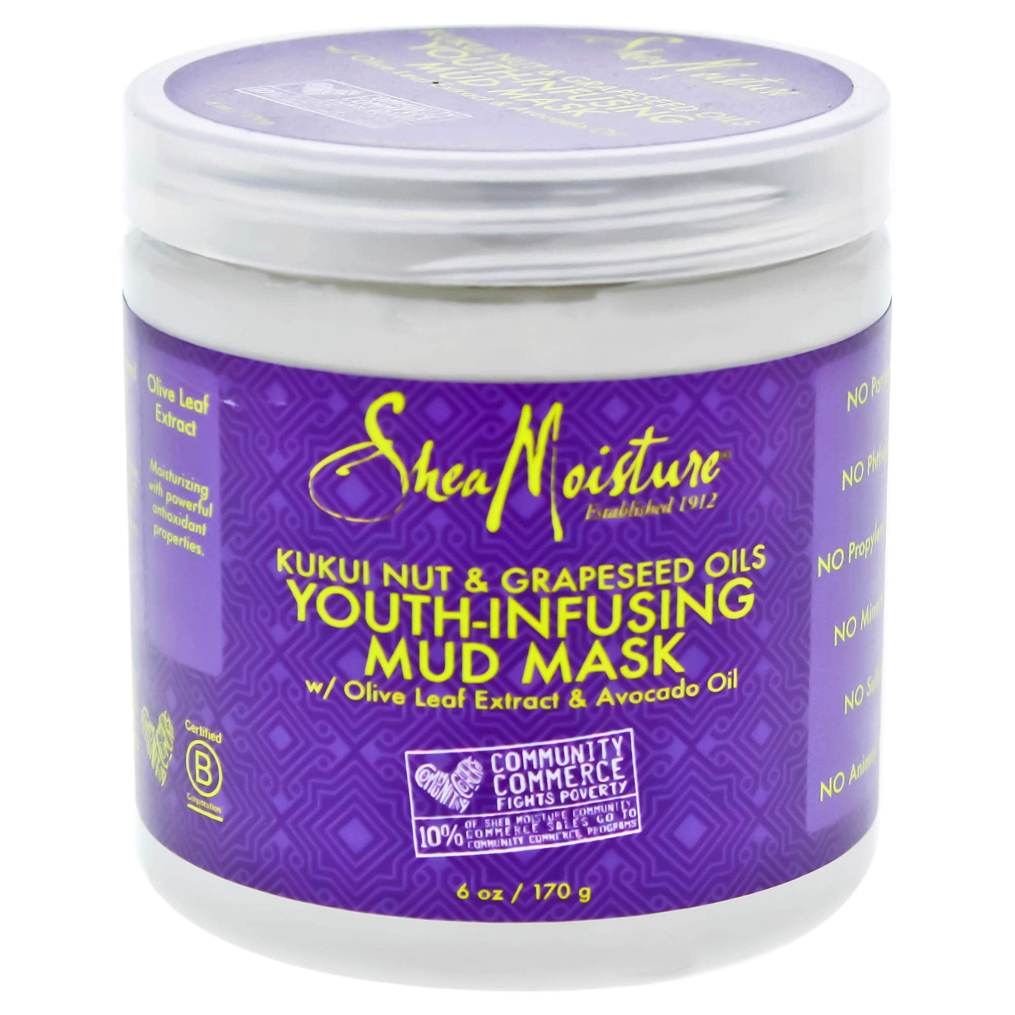 Shea Moisture Kukui Nut & Grapeseed Oils Youth-Infusing Mud Mask For ...