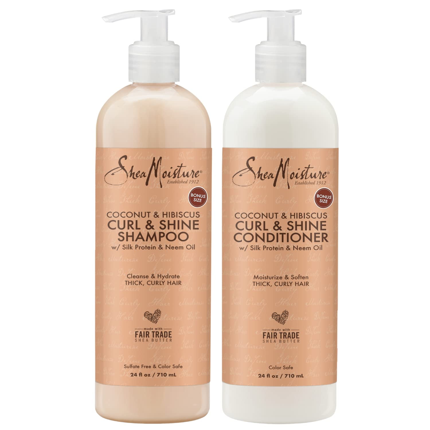 Shea Moisture Shampoo & Conditioner, Coconut & Hibiscus, Curl & Shine ...