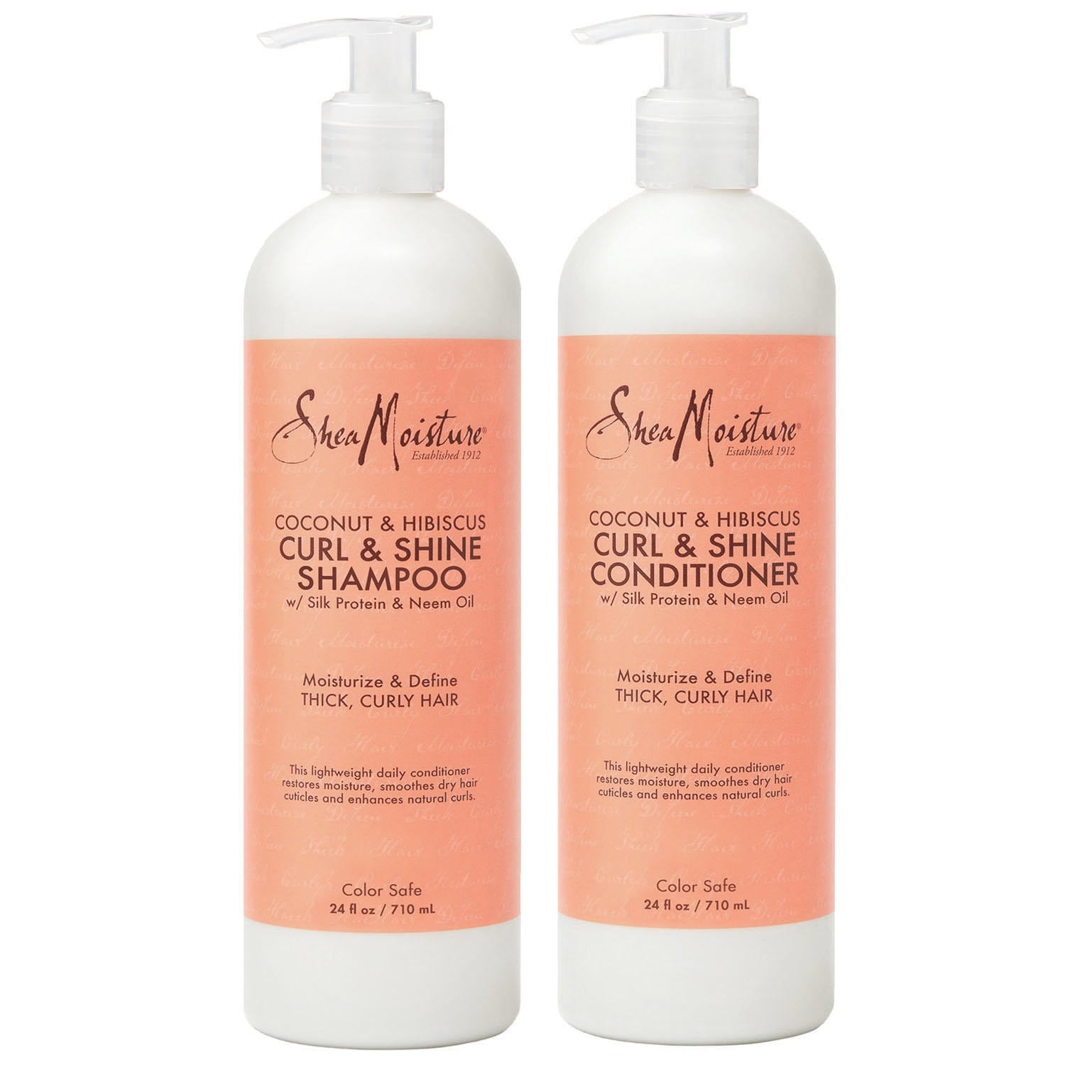 SheaMoisture Coconut and Hibiscus Shampoo and Conditioner, 24 oz, Frizz ...