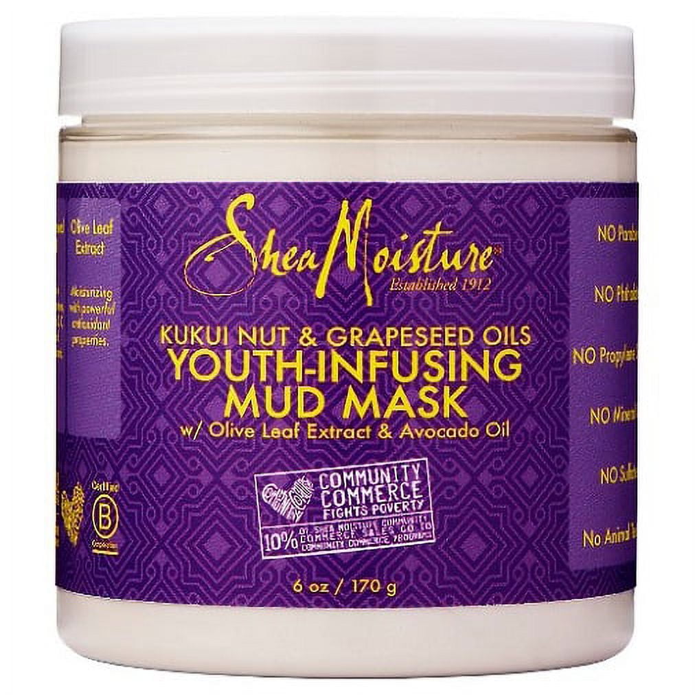 SheaMoisture Kukui Nut & Grapeseed Oil Youth-Infusing Mud Mask, 6 oz ...