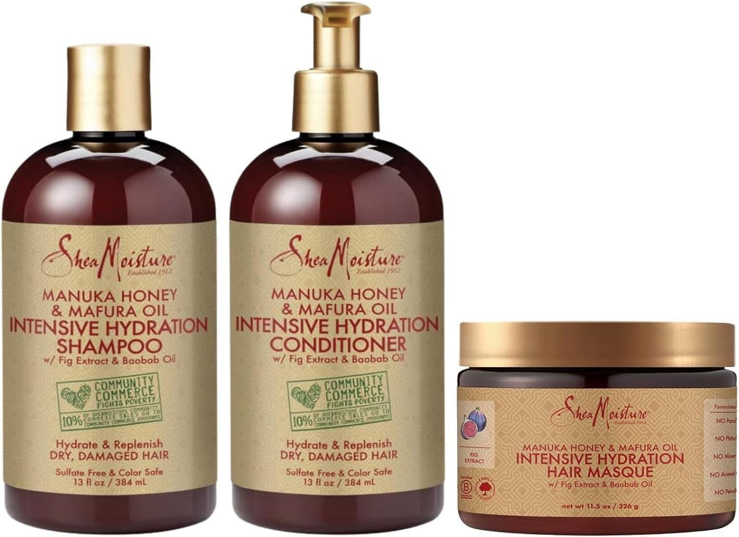 Sheamoisture Hydrate And Replenish Shampoo, Conditioner And Hair Masque ...