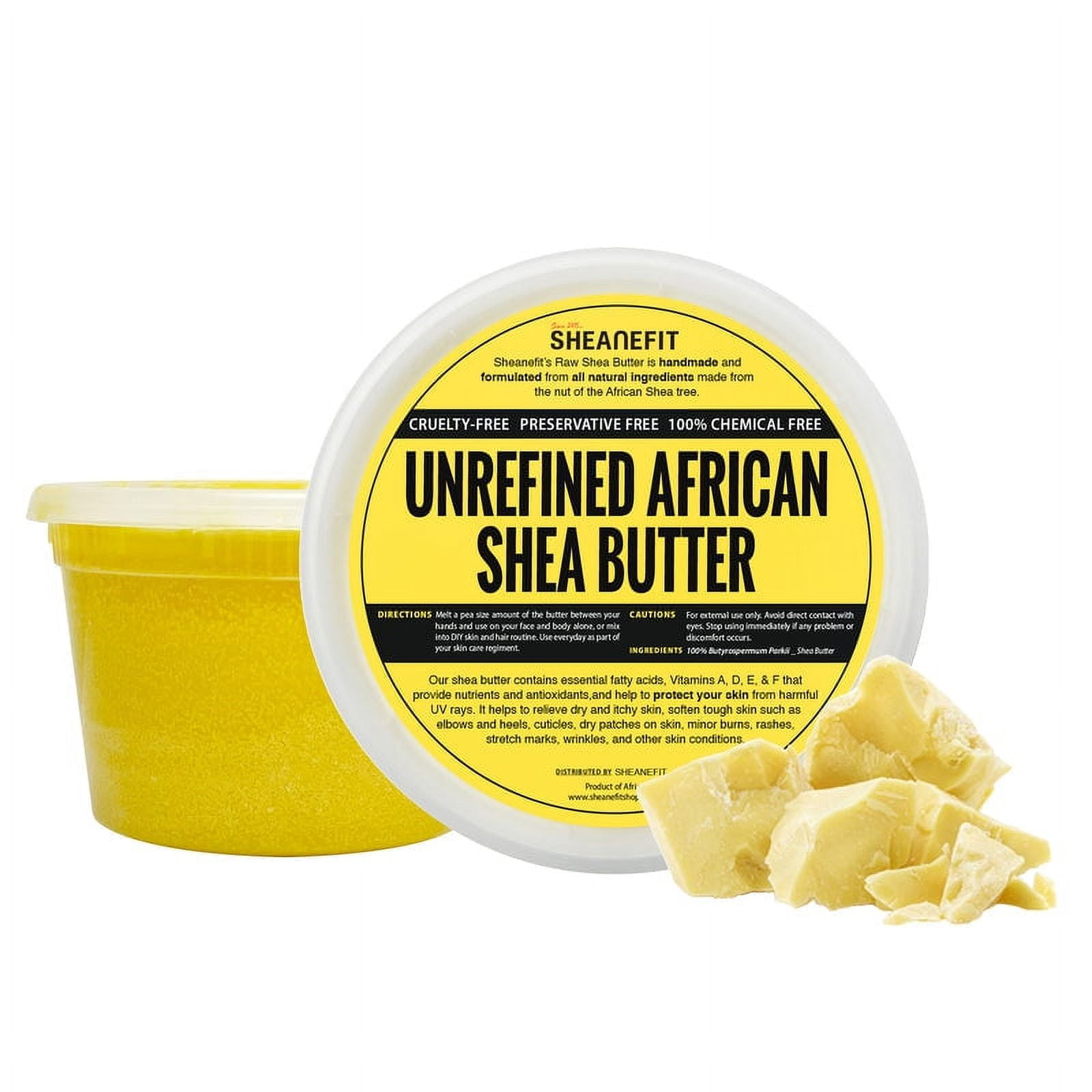 Sheanefit Raw Unrefined Yellow African Shea Butter - 16oz - Walmart.com