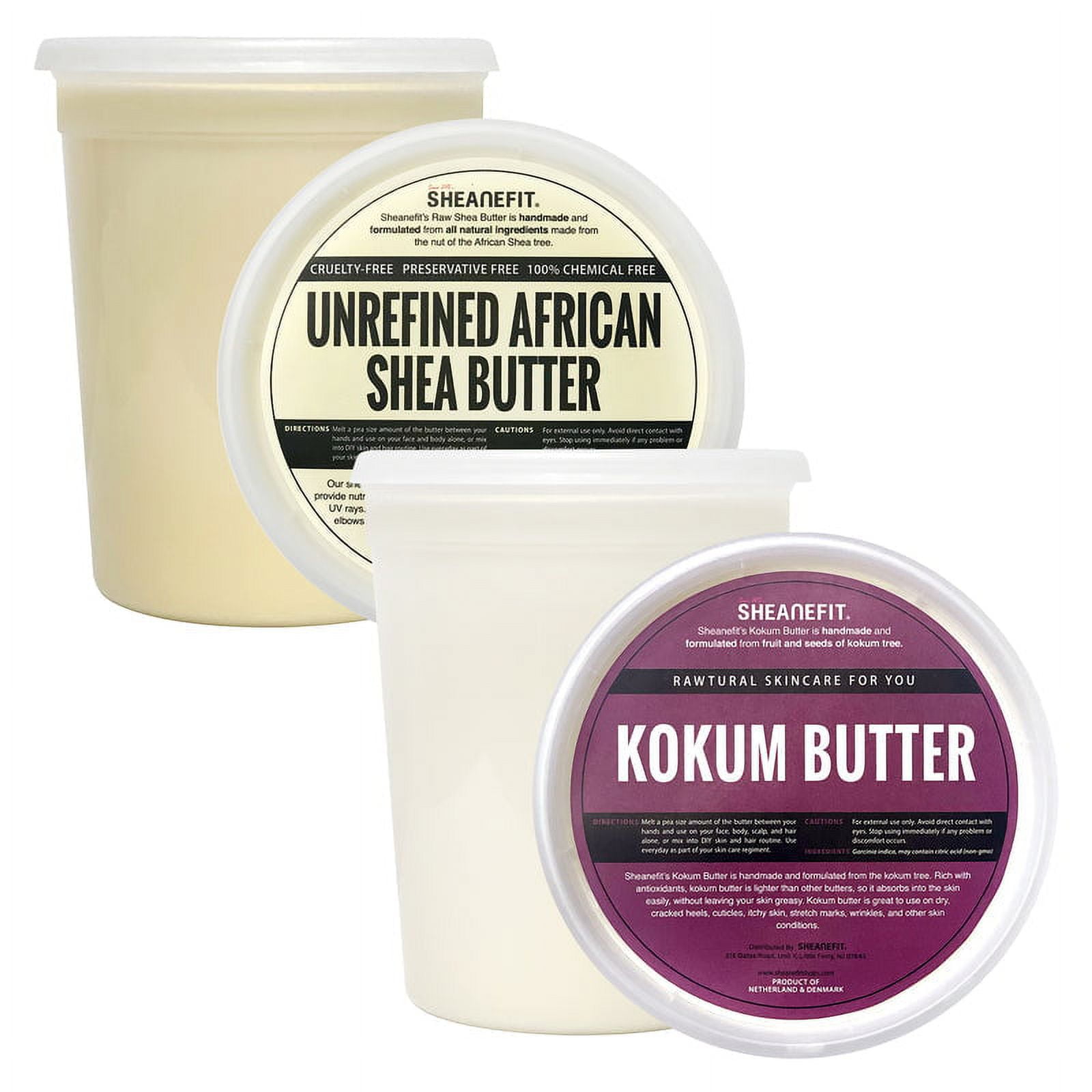 Sheanefit Unrefined Ivory Shea Butter, Raw Kokum Butter Set - 32oz Each ...