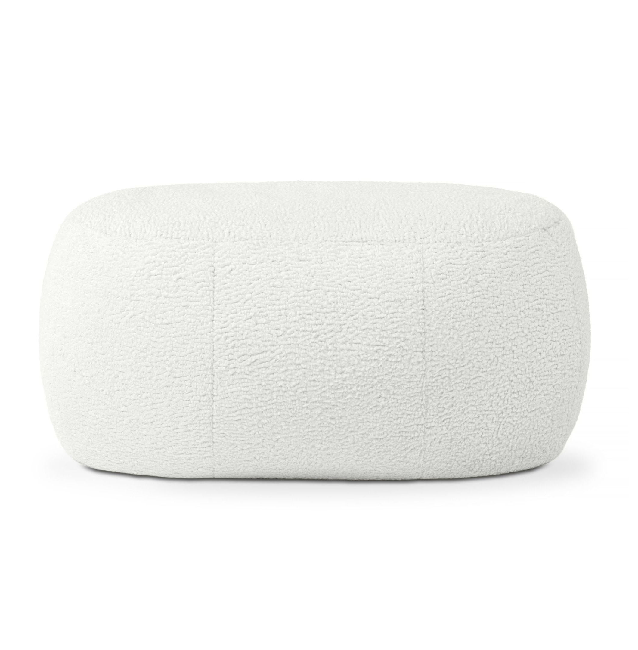 Shearling Pouf Ottoman - Faux-Lamb Plush Oval Pouf for Living Room ...