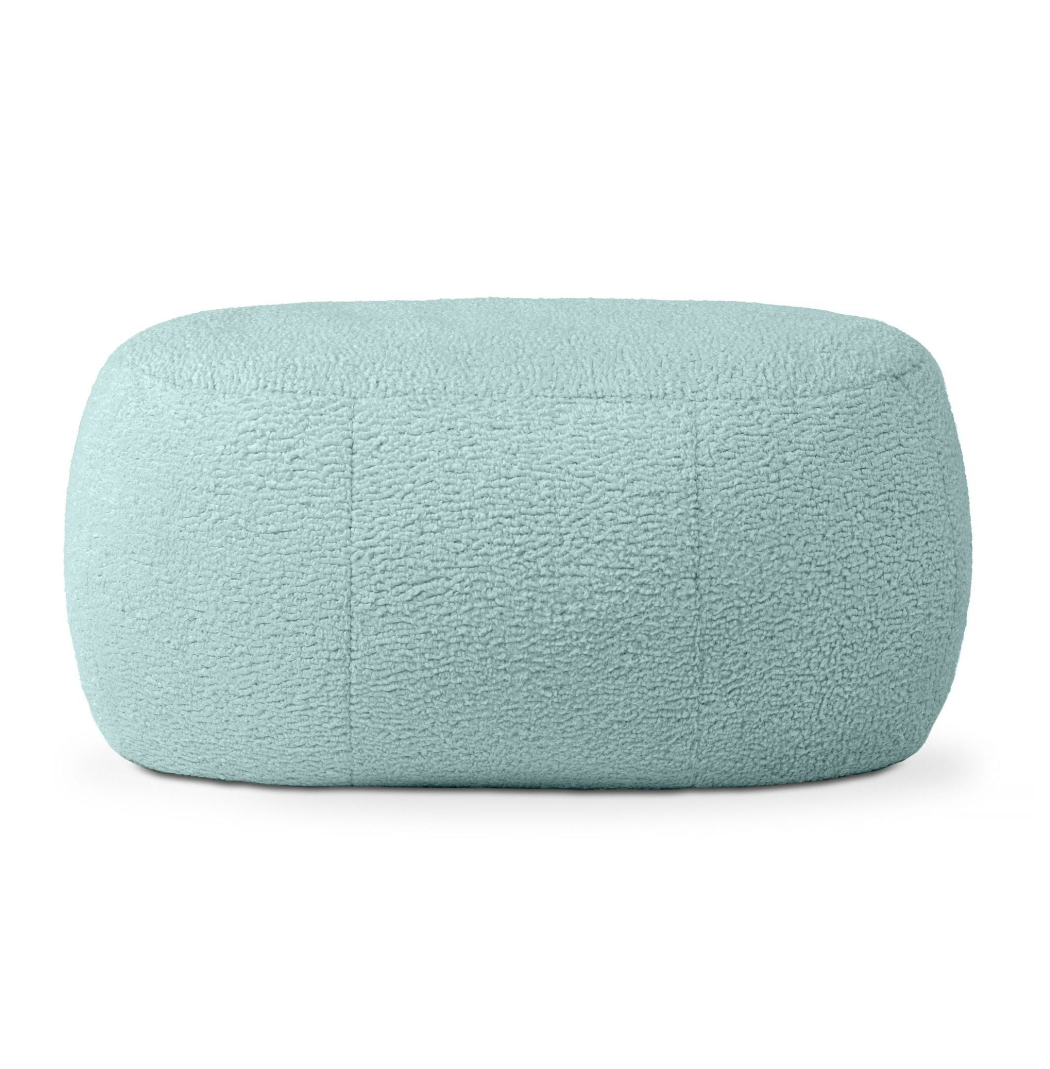 Shearling Pouf Ottoman - Oval Faux-Lamb Plush Footrest for Living Room ...