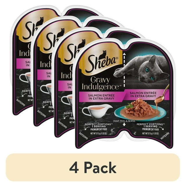 (4 pack) Sheba Gravy Indulgence Adult Wet Cat Food, Salmon Entrée In ...