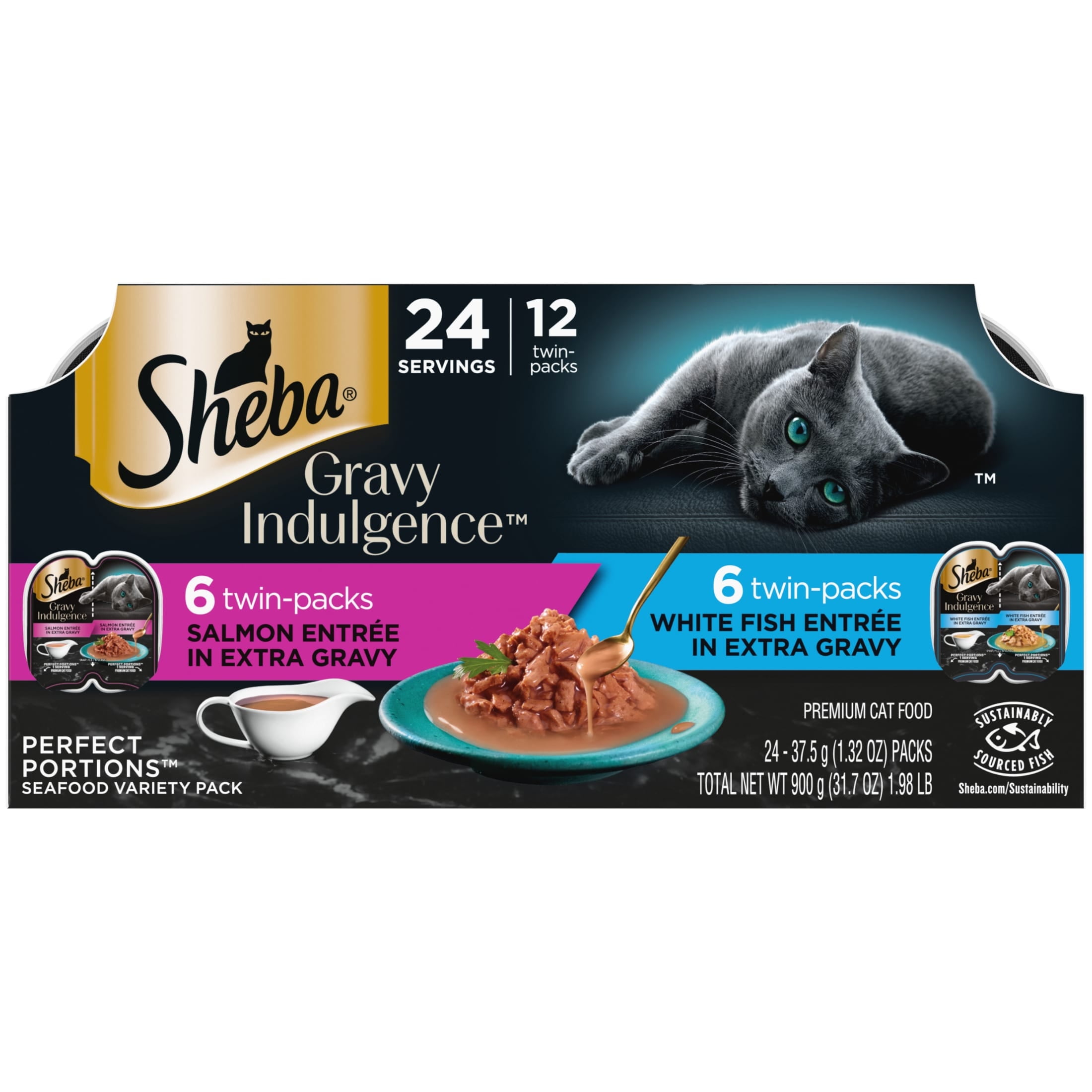 Sheba Gravy Indulgence Adult Wet Cat Food, Variety Pack Flavor, 2.64 oz ...