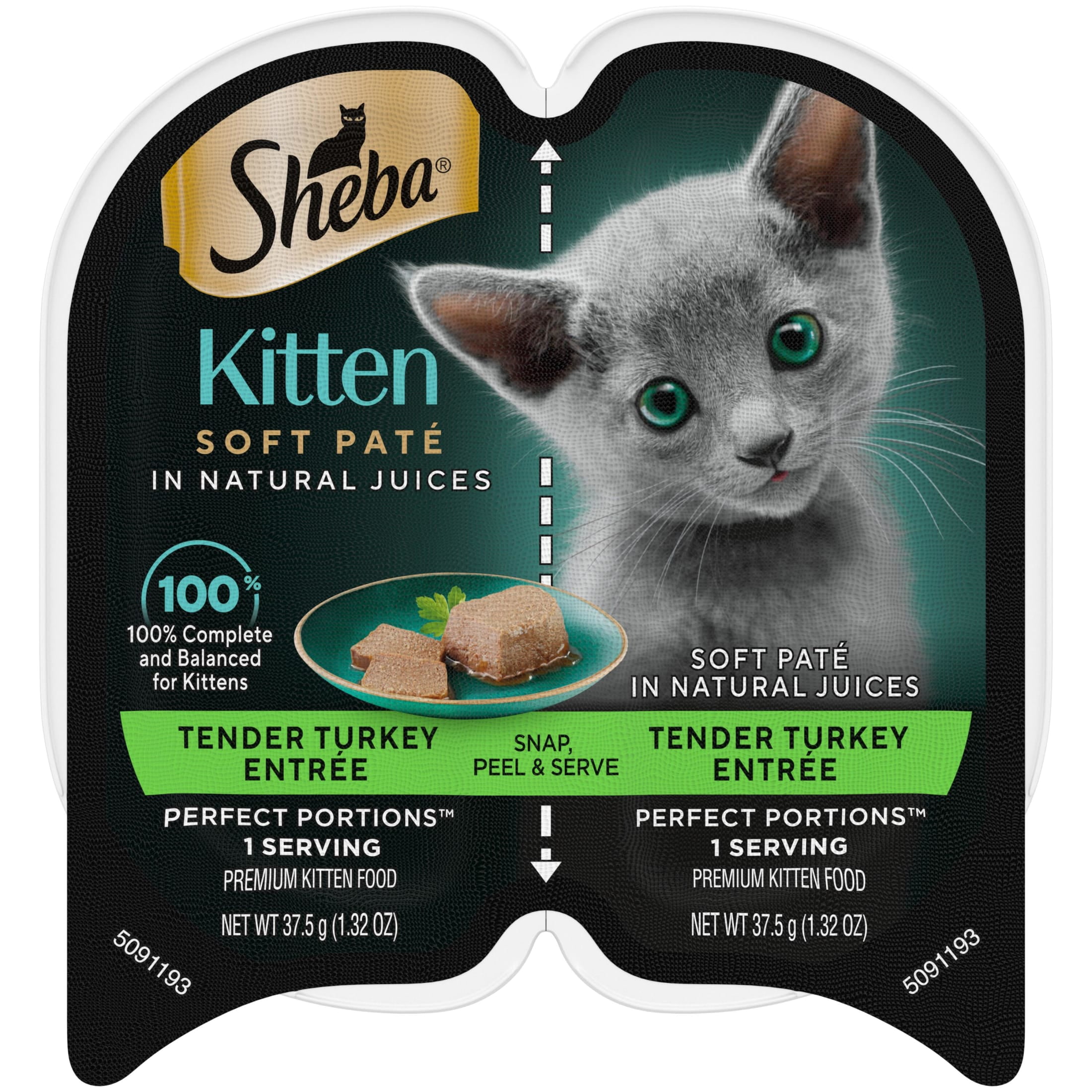 Sheba Perfect Portions Turkey Entree Pate Kitten Wet Cat Food, 2.6 Oz ...