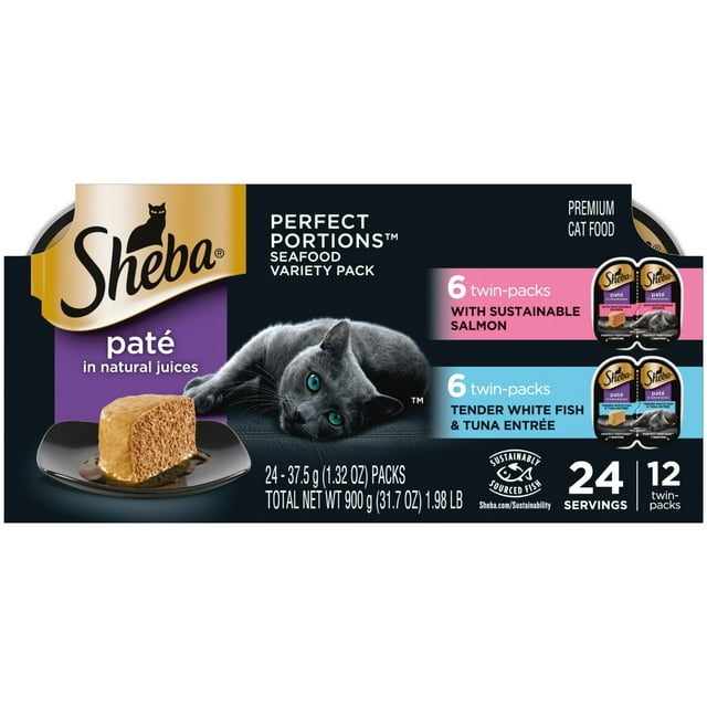 Sheba Perfect Portions Wet Cat Food Paté Variety Pack, 2.6 Oz., 12 Twin ...