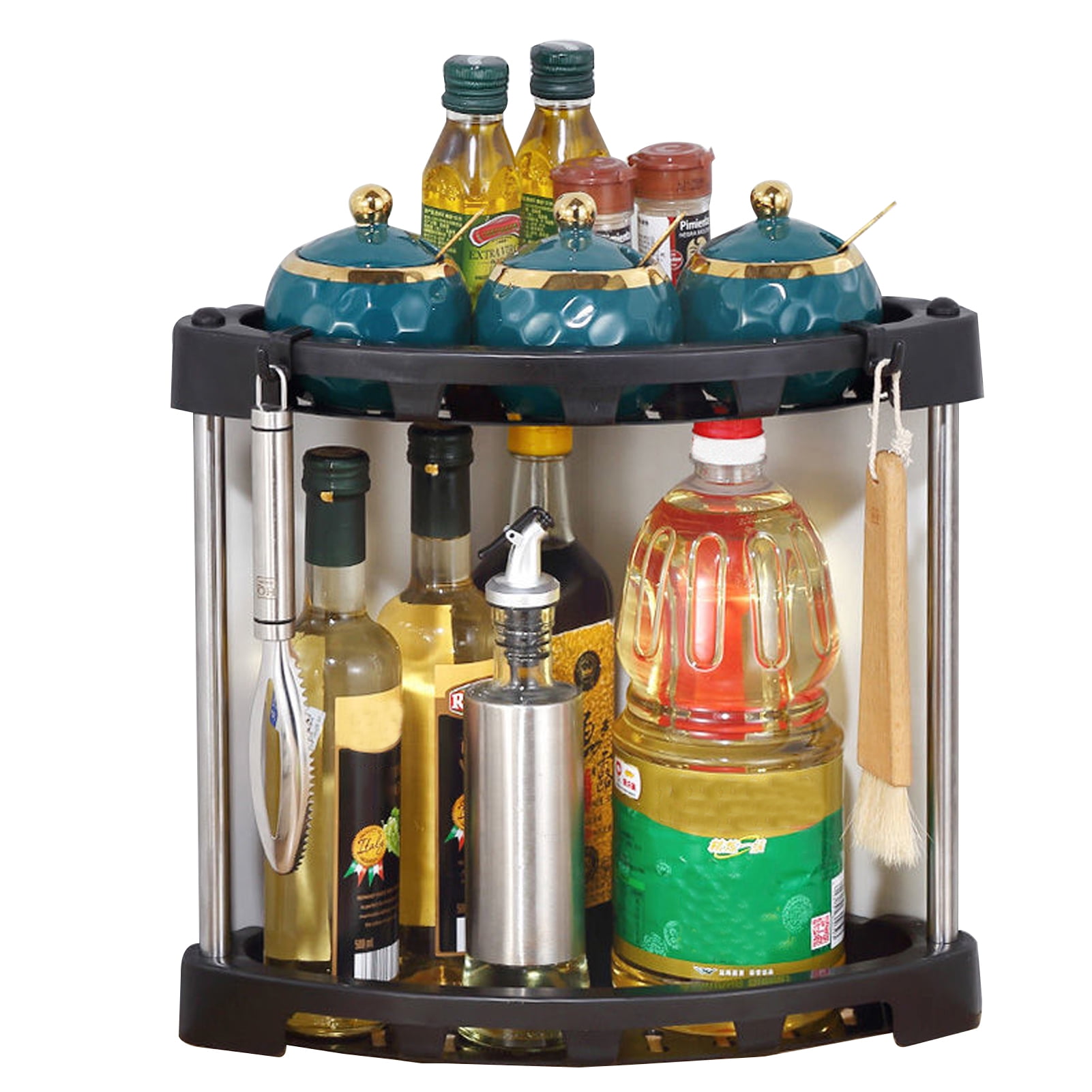 Shebeky 1 Set Kitchen Storage Shelf Stainless Steel Kitchen Corner ...