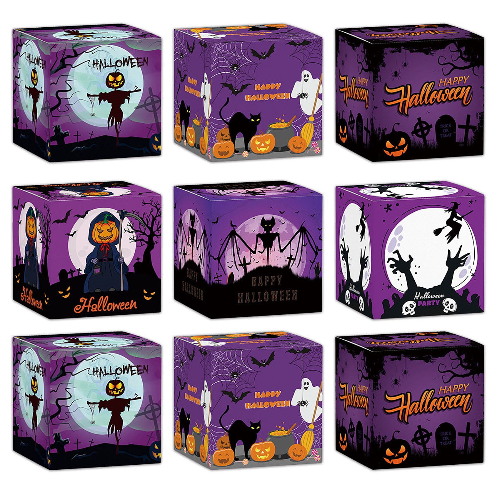 Shebeky Halloween Candy Box Trick or Treat Boxes for Kids Halloween Cookies Goodie Storage Boxes ...