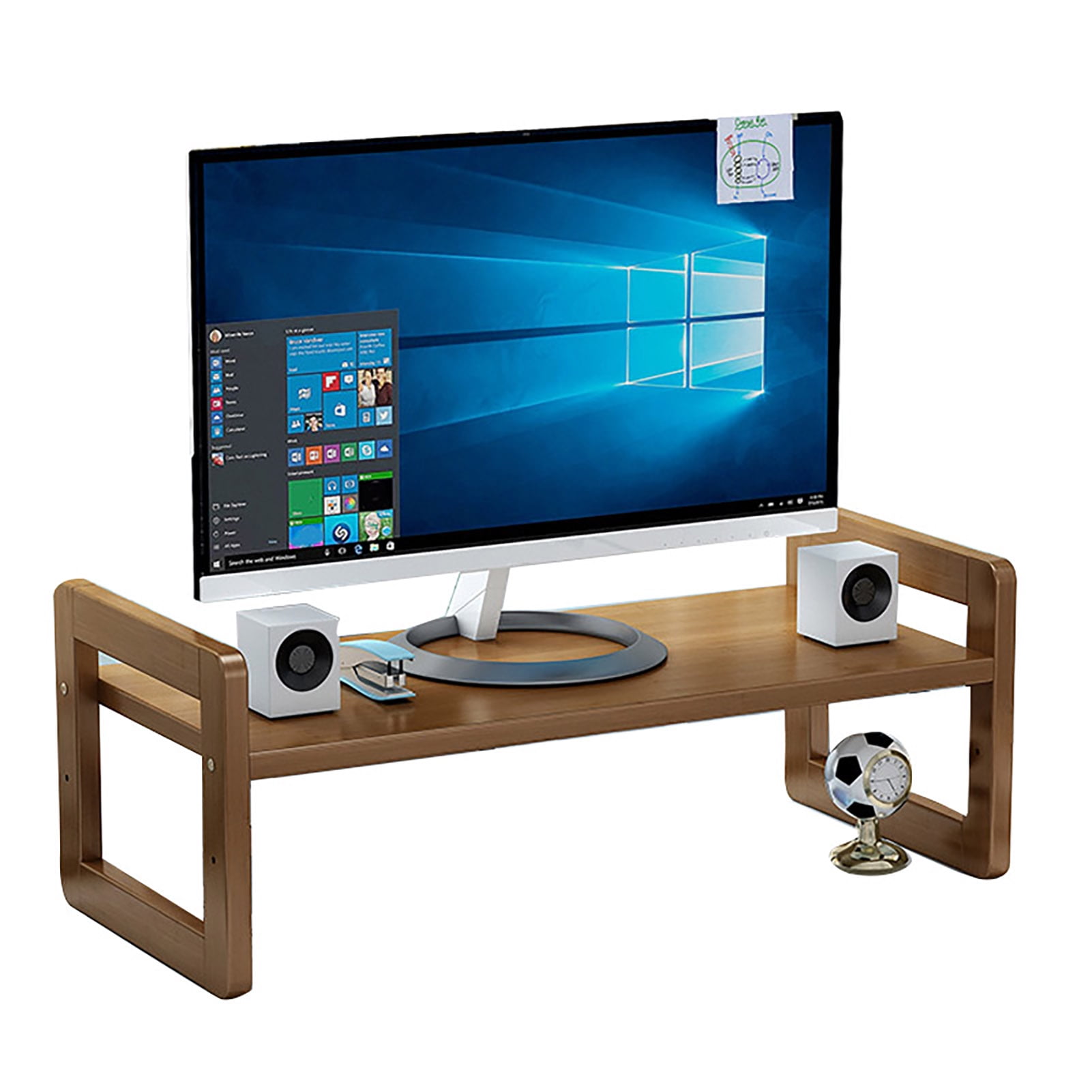 Shebeky Monitor Stand Riser Computer Wood Desk Organizer with Shelf ...