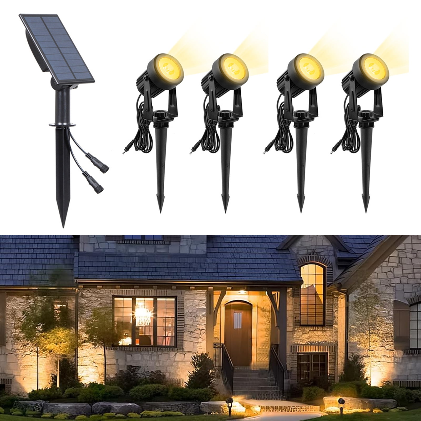 Shebeky Outdoor Solar Spot Light with Stake 270-Degree Adjustable Super ...