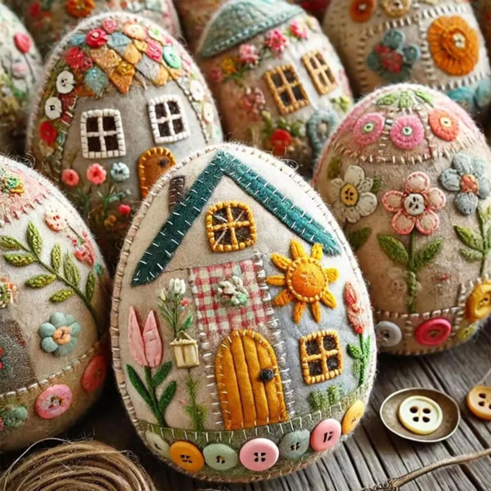Shebeky Patchwork Egg House Kit DIY Patchwork Felt Egg House Craft Kit ...