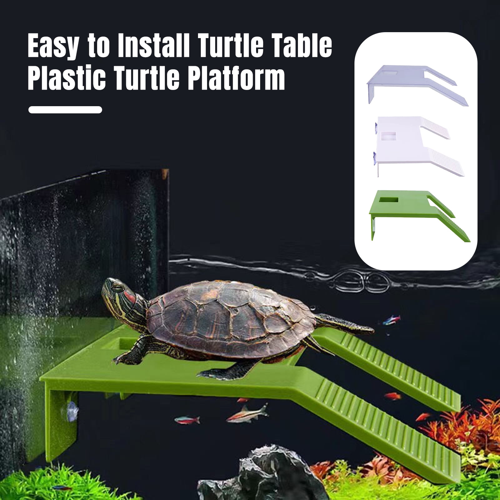 Shebeky Turtle Basking Platform Non Slip Texture Easy Install Plastic