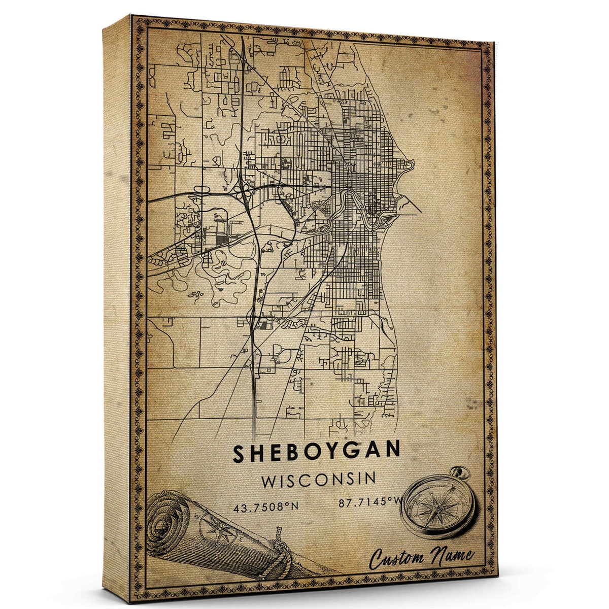 Sheboygan Map Poster, Wisconsin Map Art Poster, Canvas, Sheboygan Map ...
