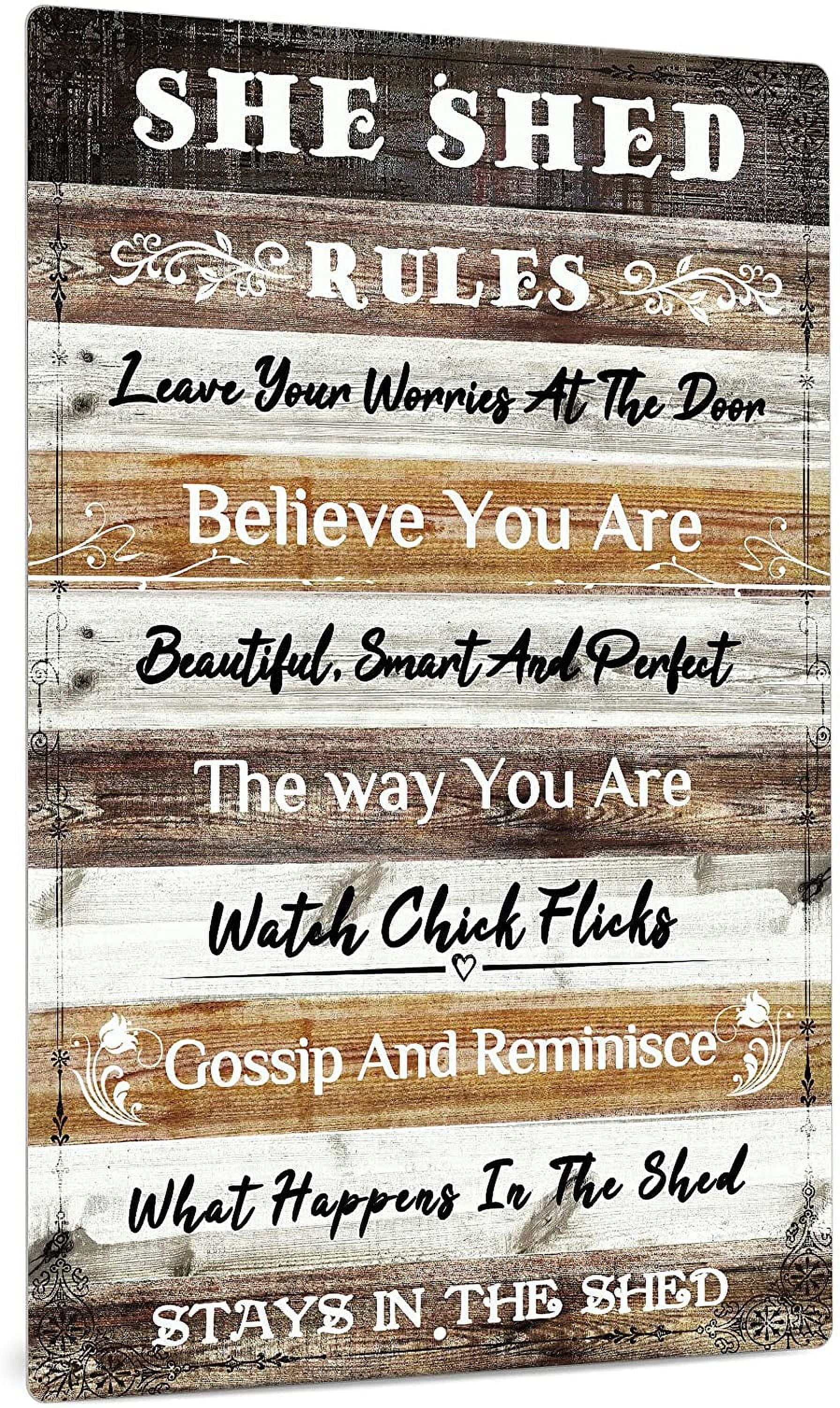 She Shed Decor, Farmhouse Wall Sign for Home, Kitchen, Garden, Women ...