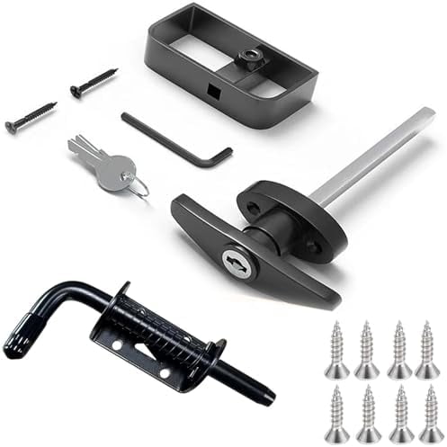 Shed Door Latch T-Handle Lock Kit 4-1/2” Stem, 2 Keys and 5 Inch Spring ...