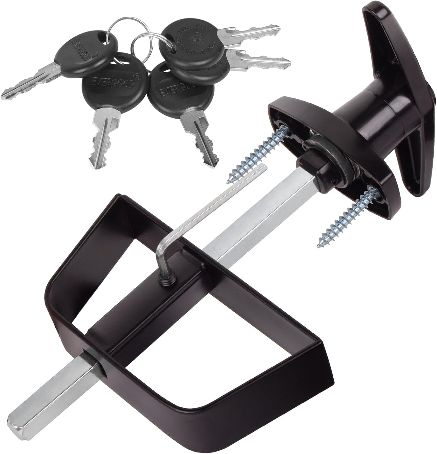 Shed Door Latch T-Handle Lock Kit with 5 Keys, 5-1/2" Stem Storage Barn ...