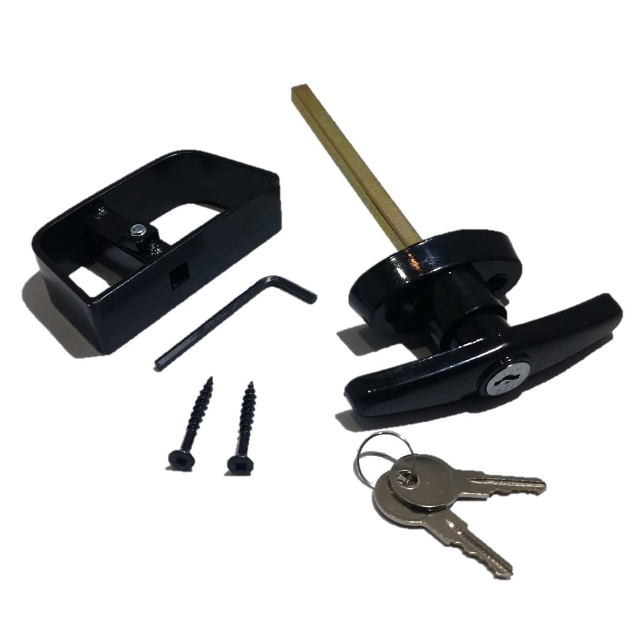 Shed Door T-Handle Lock Kit - Longer 5-1/2" Stem - Includes 2 Keys, 2 ...