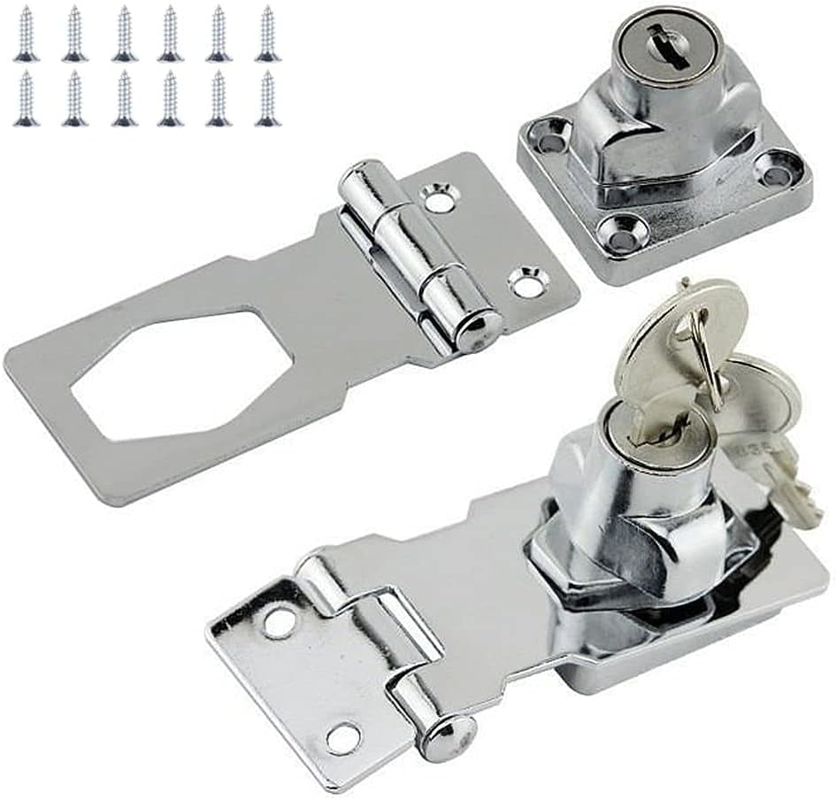 Shed Lock 2 Pcs Door Lock with Key and Padlock,Hasp and Staple Heavy ...