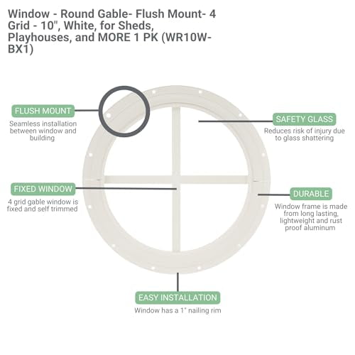 Shed Window 10" Round Gable Flush Mount Brown for Sheds, Playhouses ...