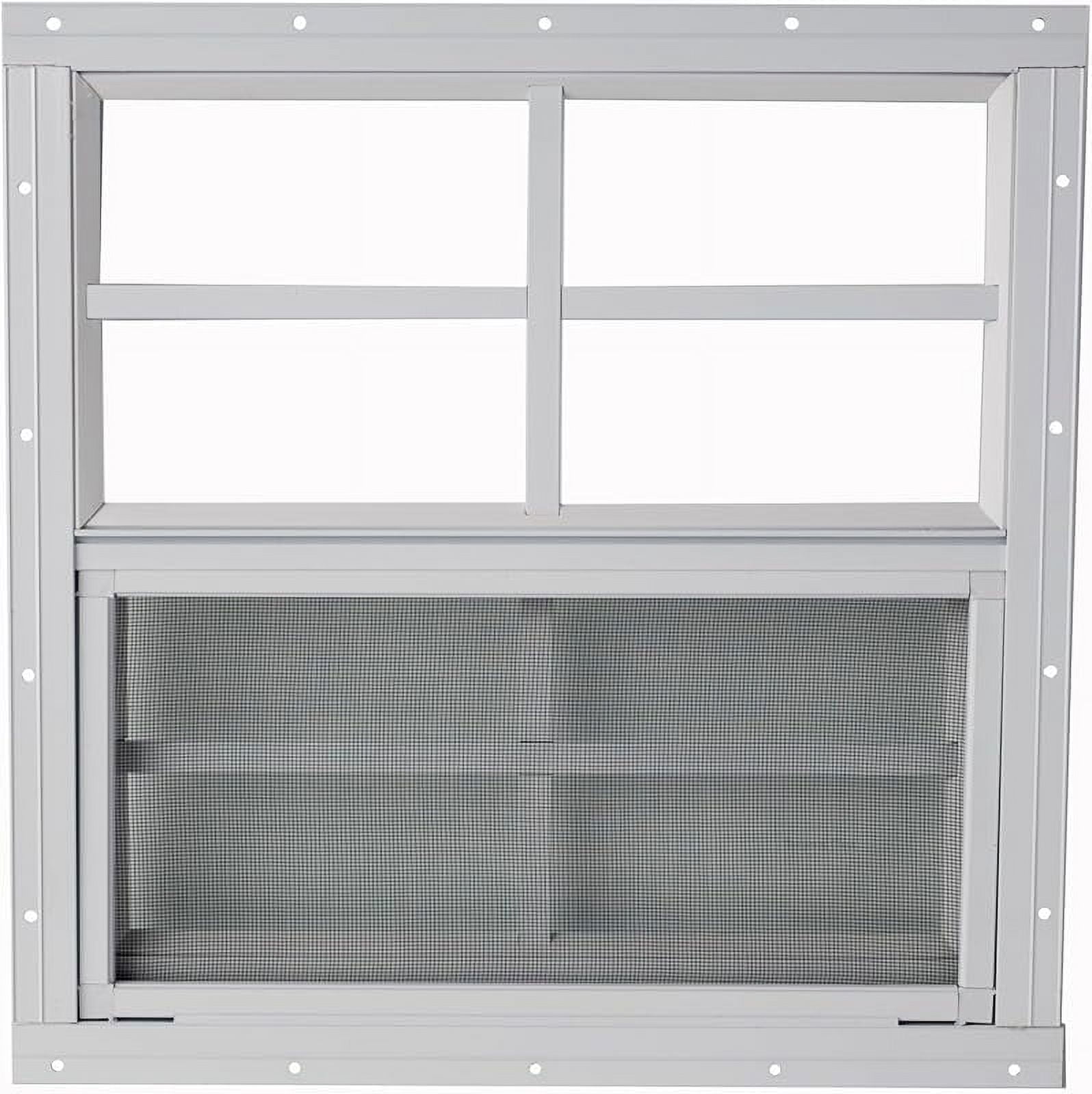 Shed Window 16x16 White - Vertical Slider with Tempered Glass & Bug ...