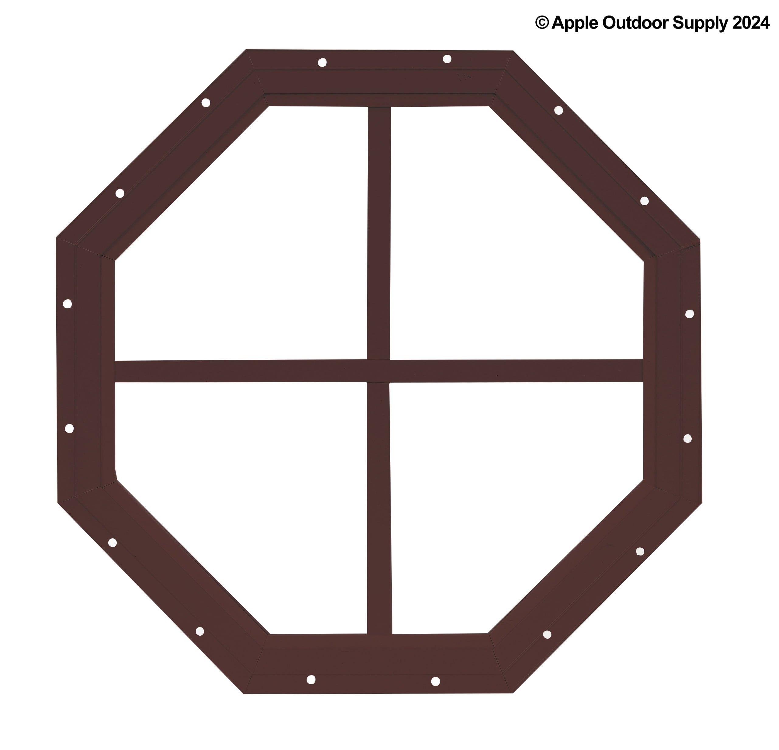 Shed Window 18" Octagon Gable Flush Mount Brown for Sheds, Playhouses ...