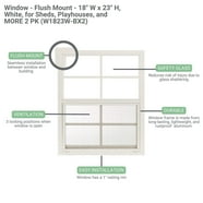 Shed Windows 12x18 White Flush, Safety Tempered Glass with Mesh Screen ...