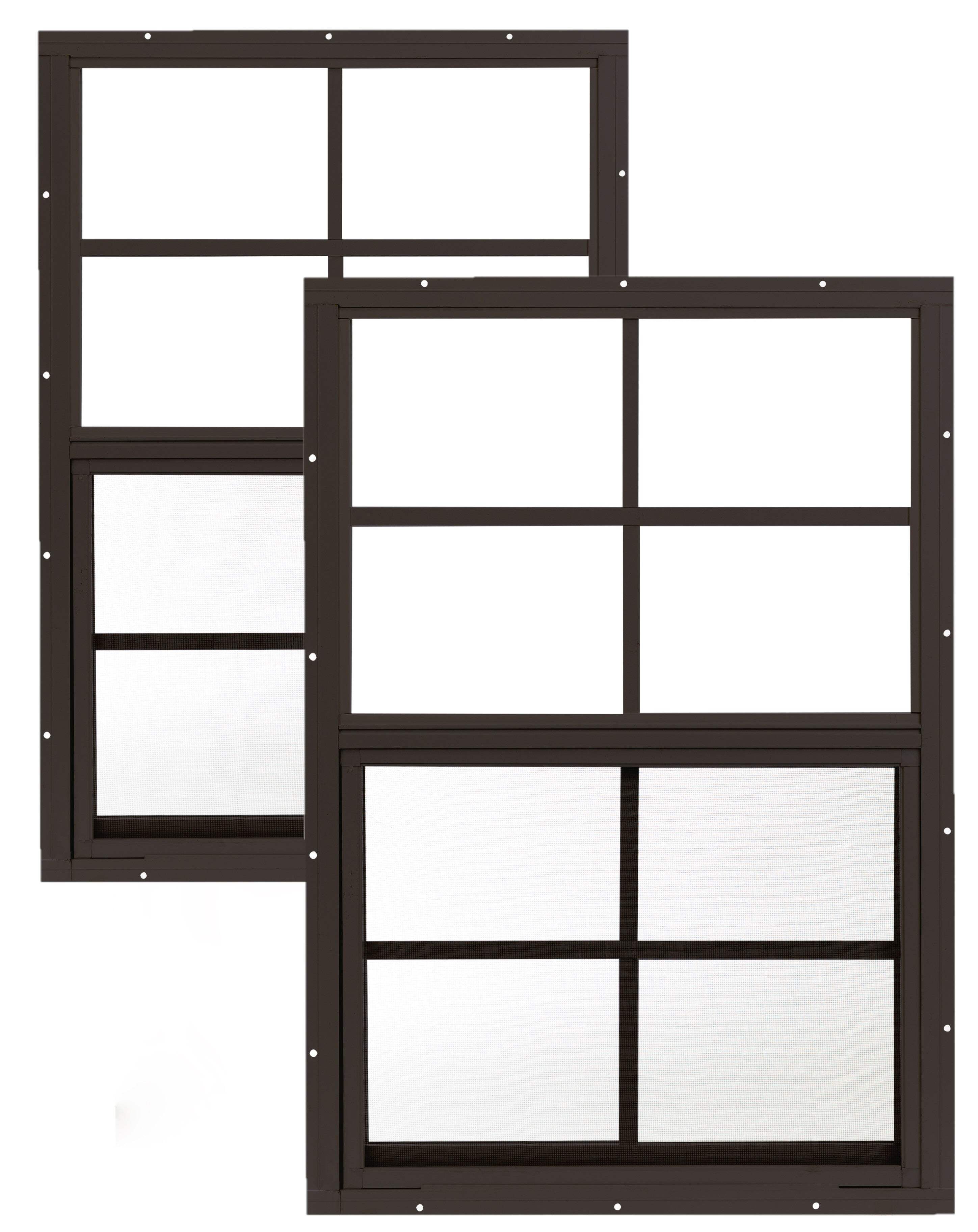 Shed Window 18" W x 27" H, Flush Mount Brown for Sheds, Playhouses, and ...