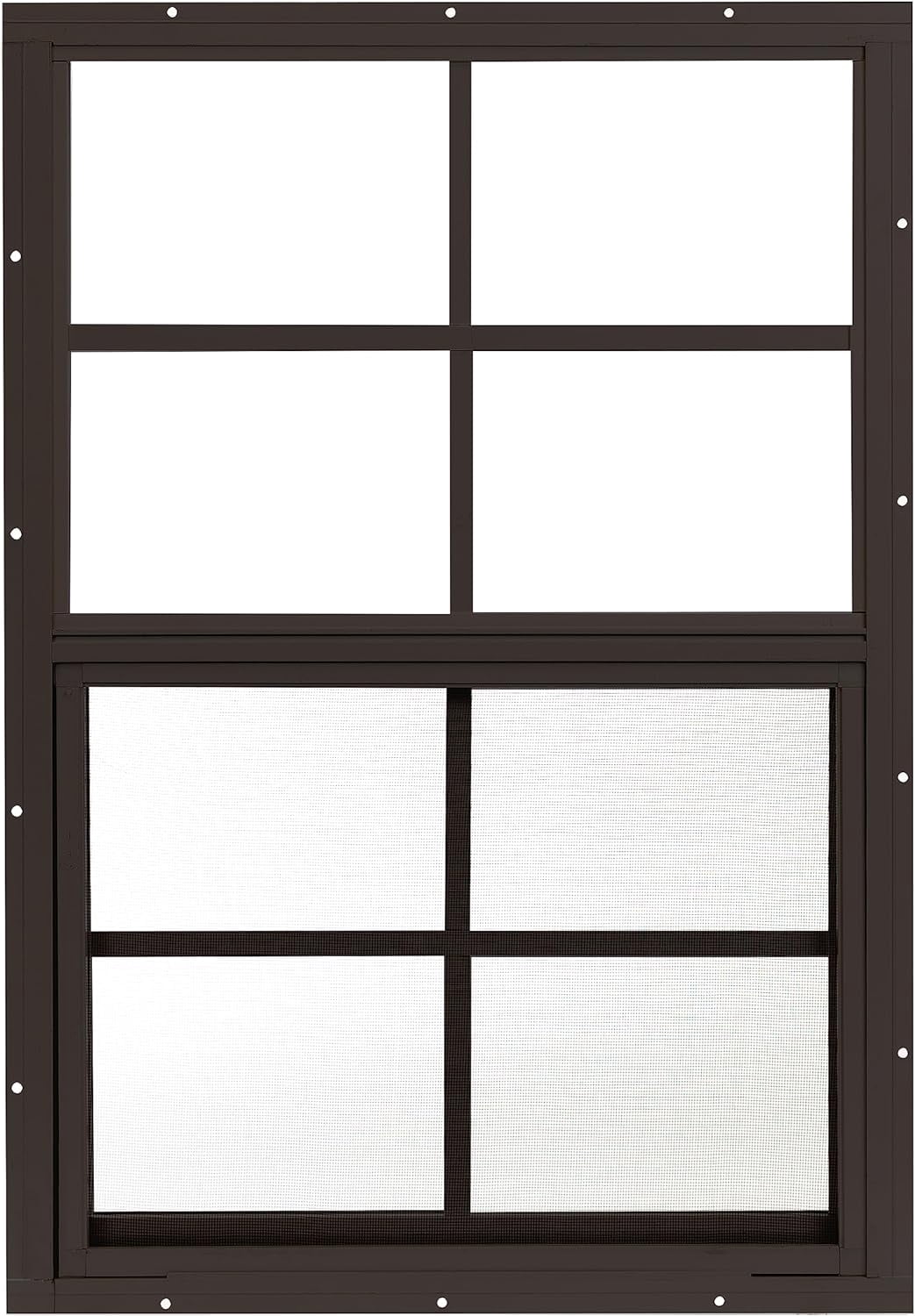 Shed Window 18" W x 27" H, Flush Mount Brown for Sheds, Playhouses, and ...