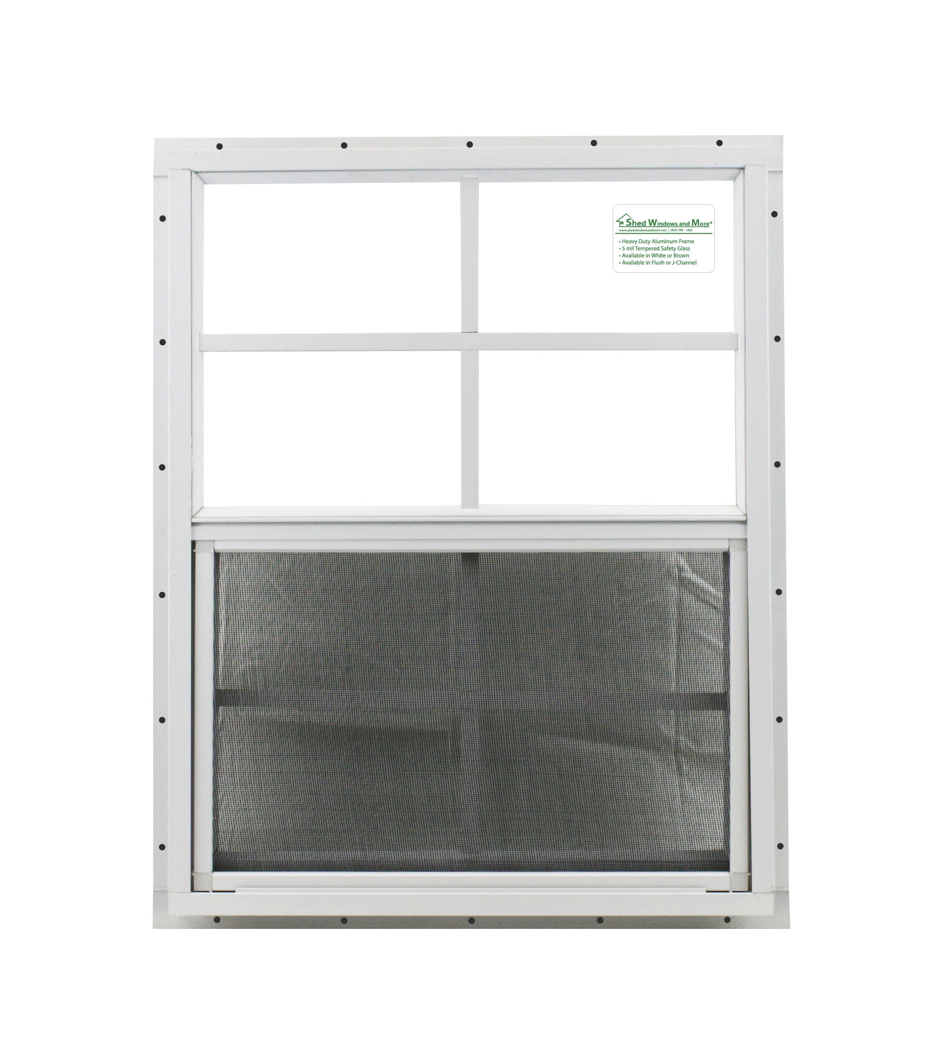 "Shed Screen Frame Window 18"" x 27"", White J-Channel, Safety Tempered ...