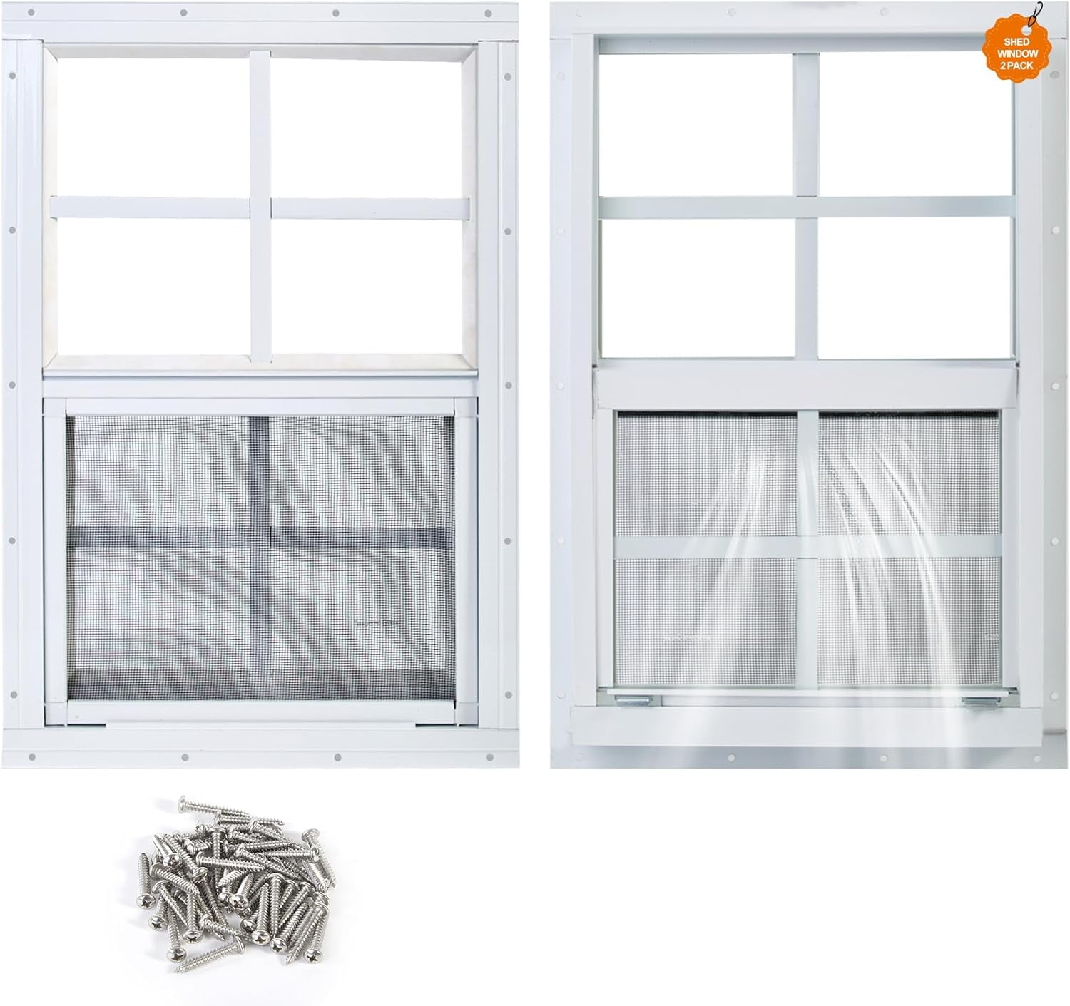 Shed Window 2 Pack 12"X18" White Flush Mount Small Sliding Household ...