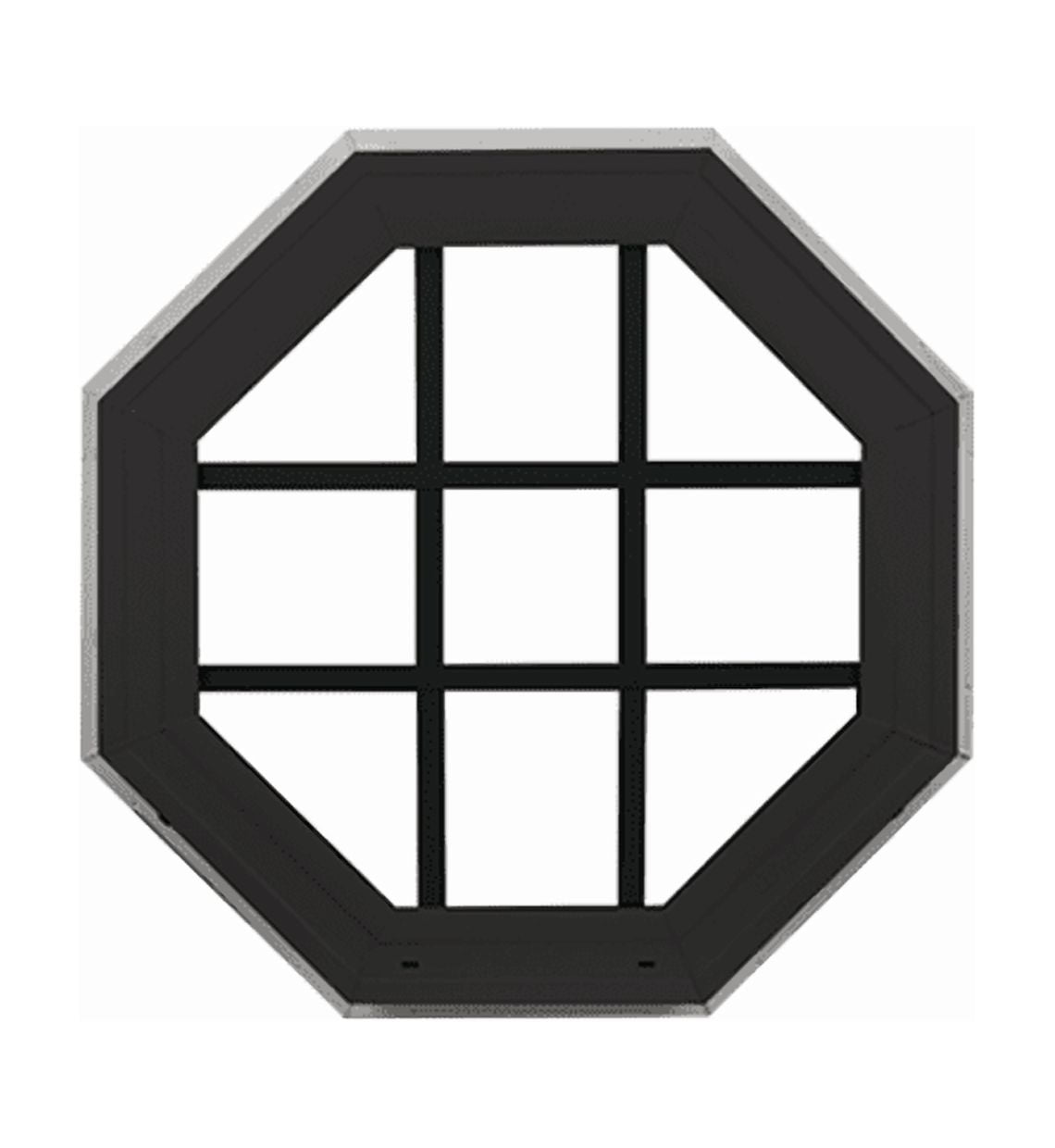 Shed Windows and More 22" Octagon Double Pane Window With Grids, Black ...