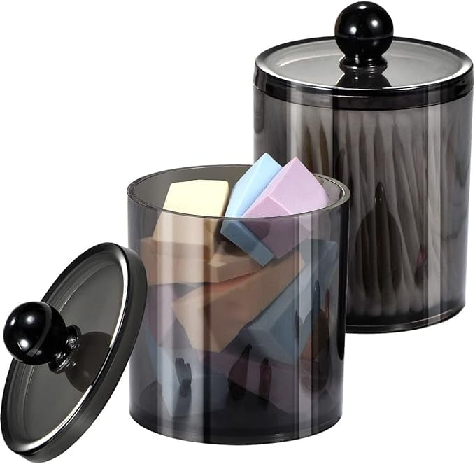 SheeChung 15-ounce Small Clear Plastic Apothecary Jar - Qtip Dispenser ...