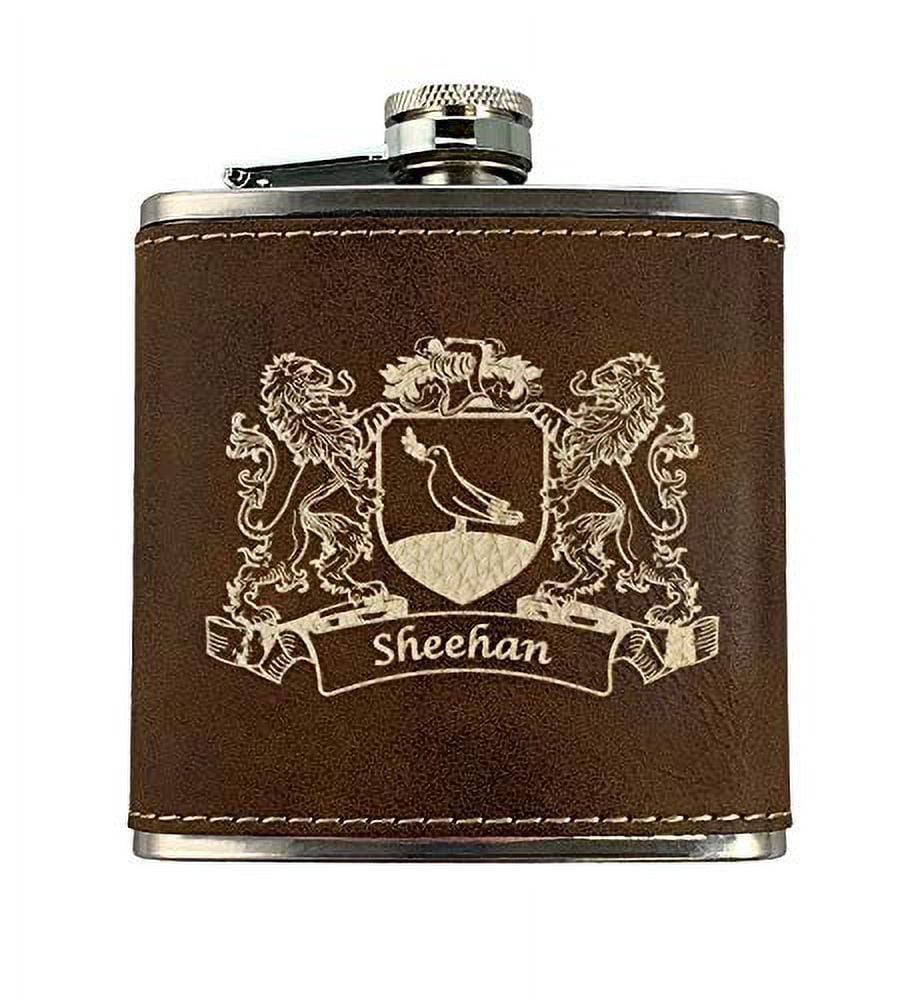 Sheehan Irish Coat of Arms Leather Flask - Rustic Brown - Walmart.com