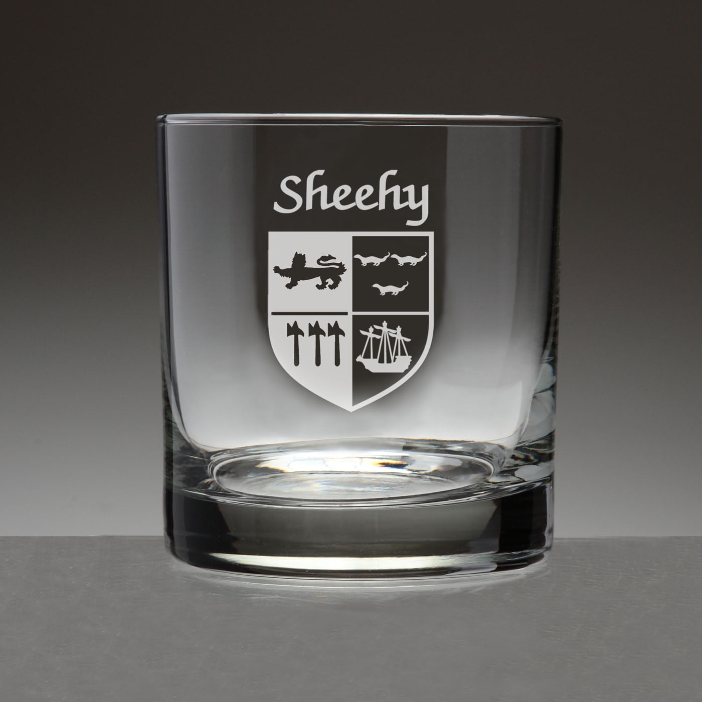 Sheehy Irish Coat of Arms Tumbler Glasses - Set of 4 (Sand Etched ...