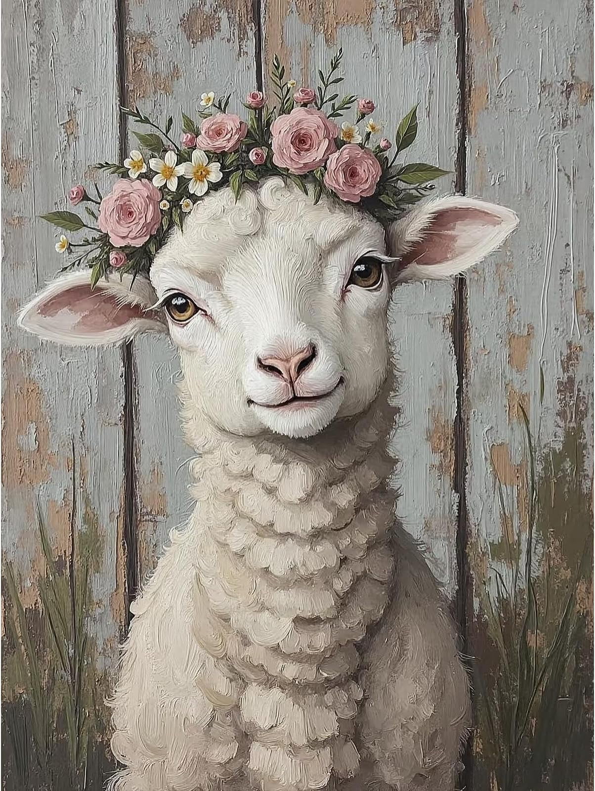 Sheep Art Kits for Beginner, Cute Painting Kits for , DIY Round Full ...